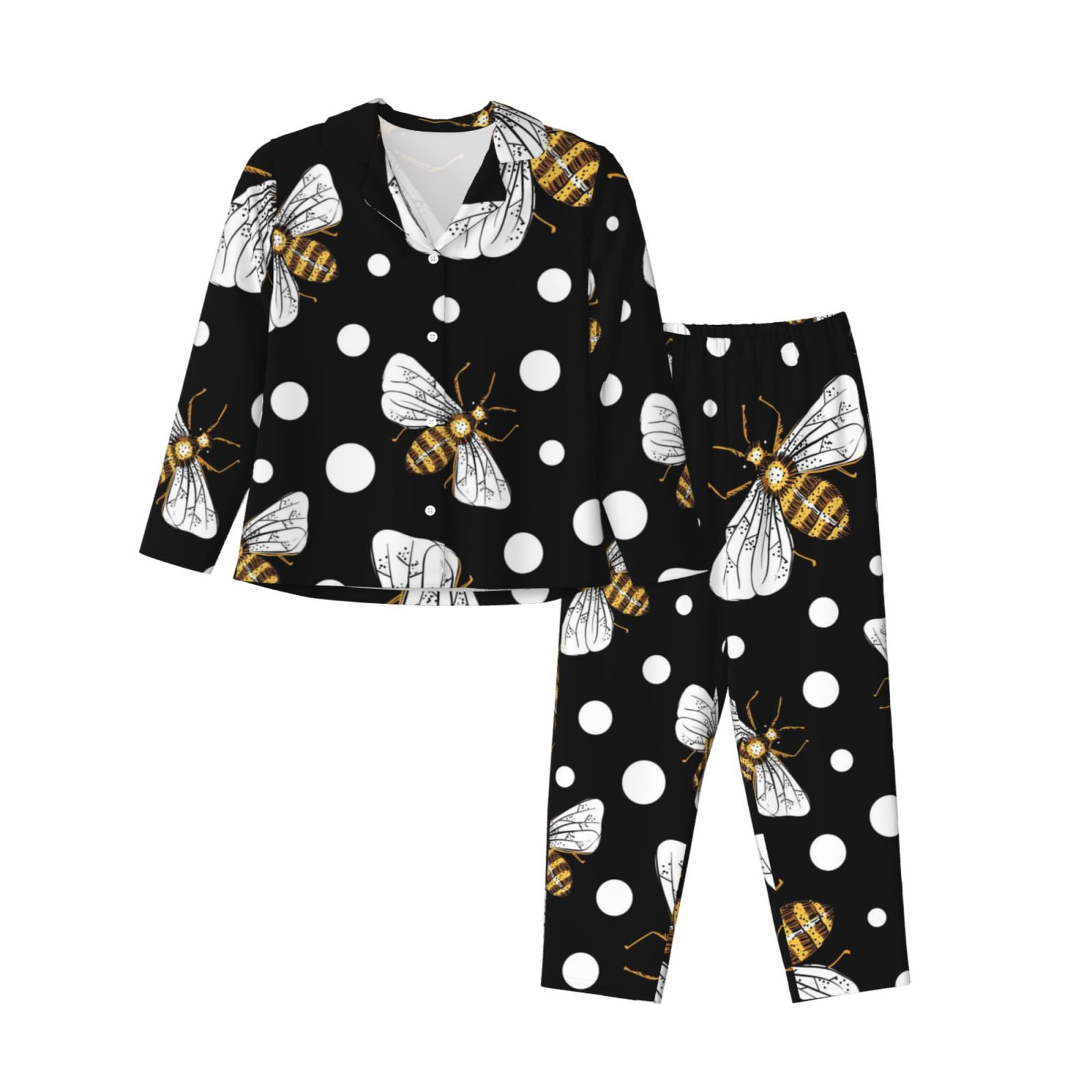 Bingfone Womens Pajama Sets Honey Bees At Night Print,Long Sleeve ...