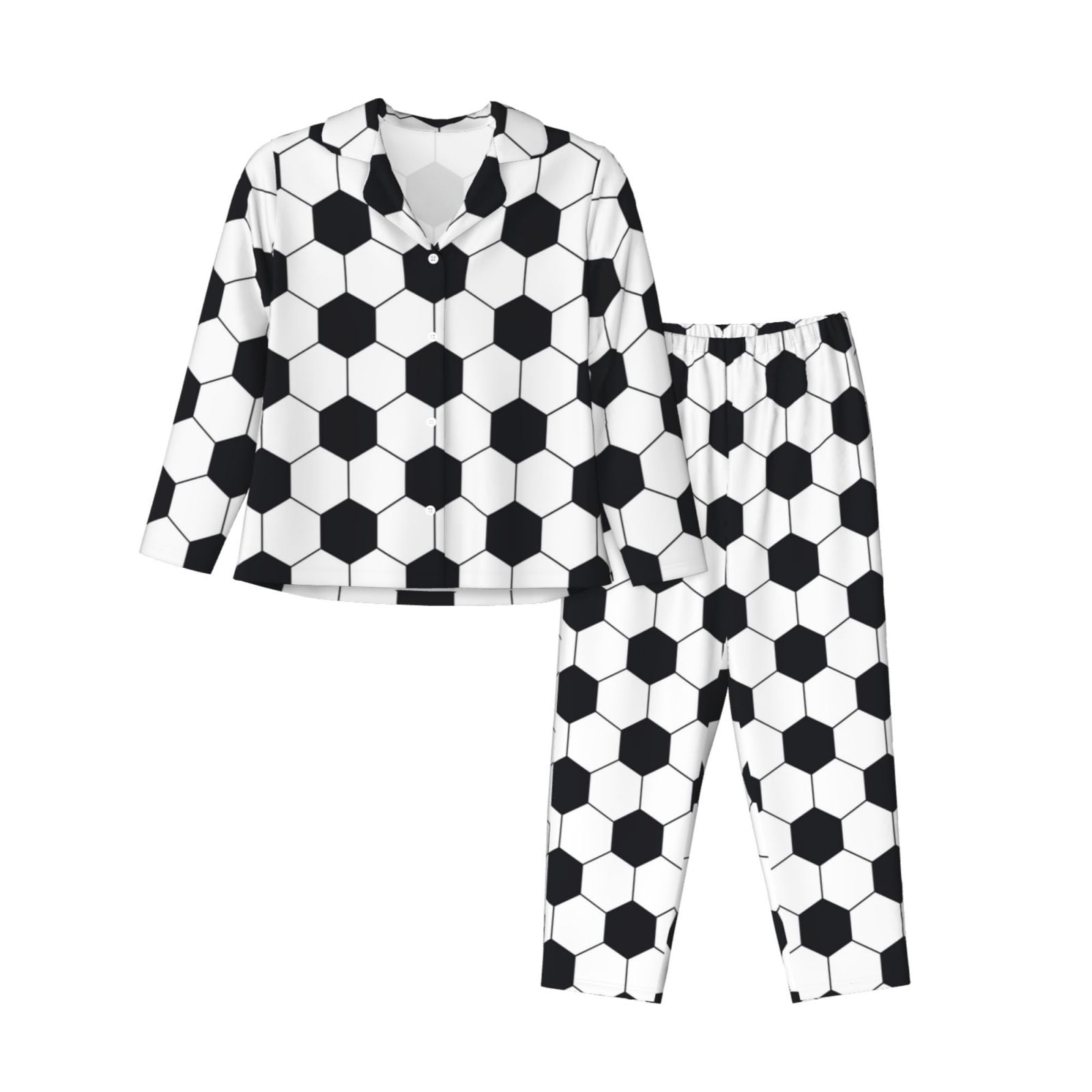 Bingfone Womens Pajama Sets Soccer Ball Print,Long Sleeve Loungewear ...
