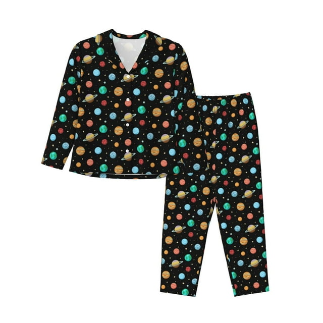 Bingfone Womens Pajama Sets Solar System Planets Space Print,Long Sleeve Loungewear Pajamas Set ...