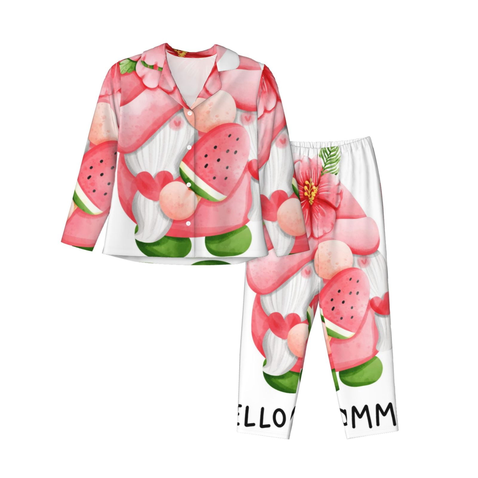 Bingfone Womens Pajama Sets Watercolor Tropical Gnomes Print,Long ...