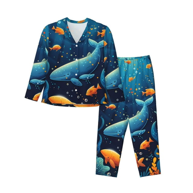 Bingfone Womens Pajama Sets Whimsical Underwater Fantasy Print,Long ...