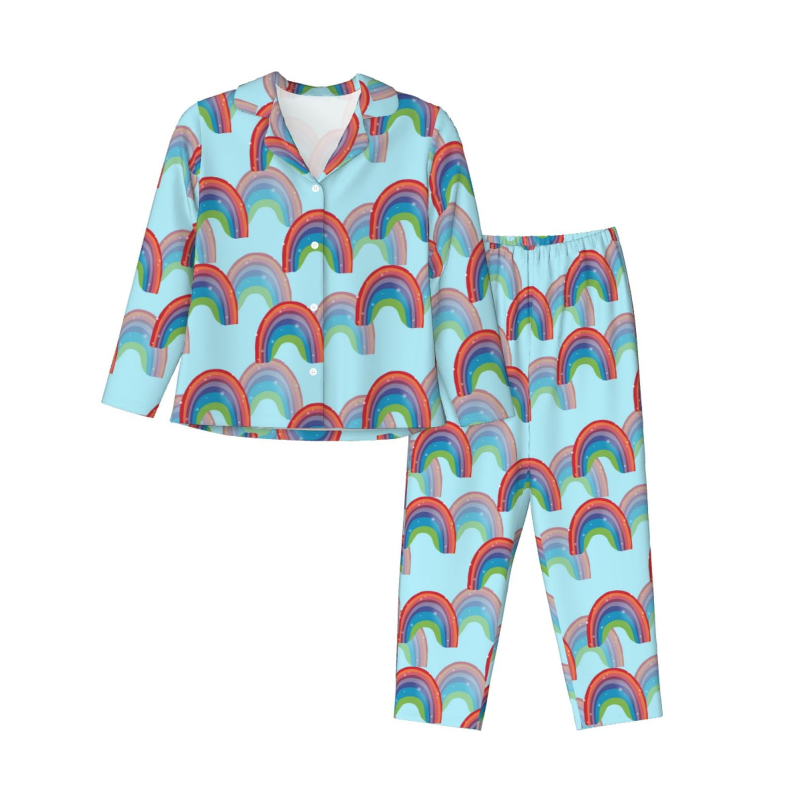 Bingfone Womens Pajama Sets colorful rainbow Print,Long Sleeve ...