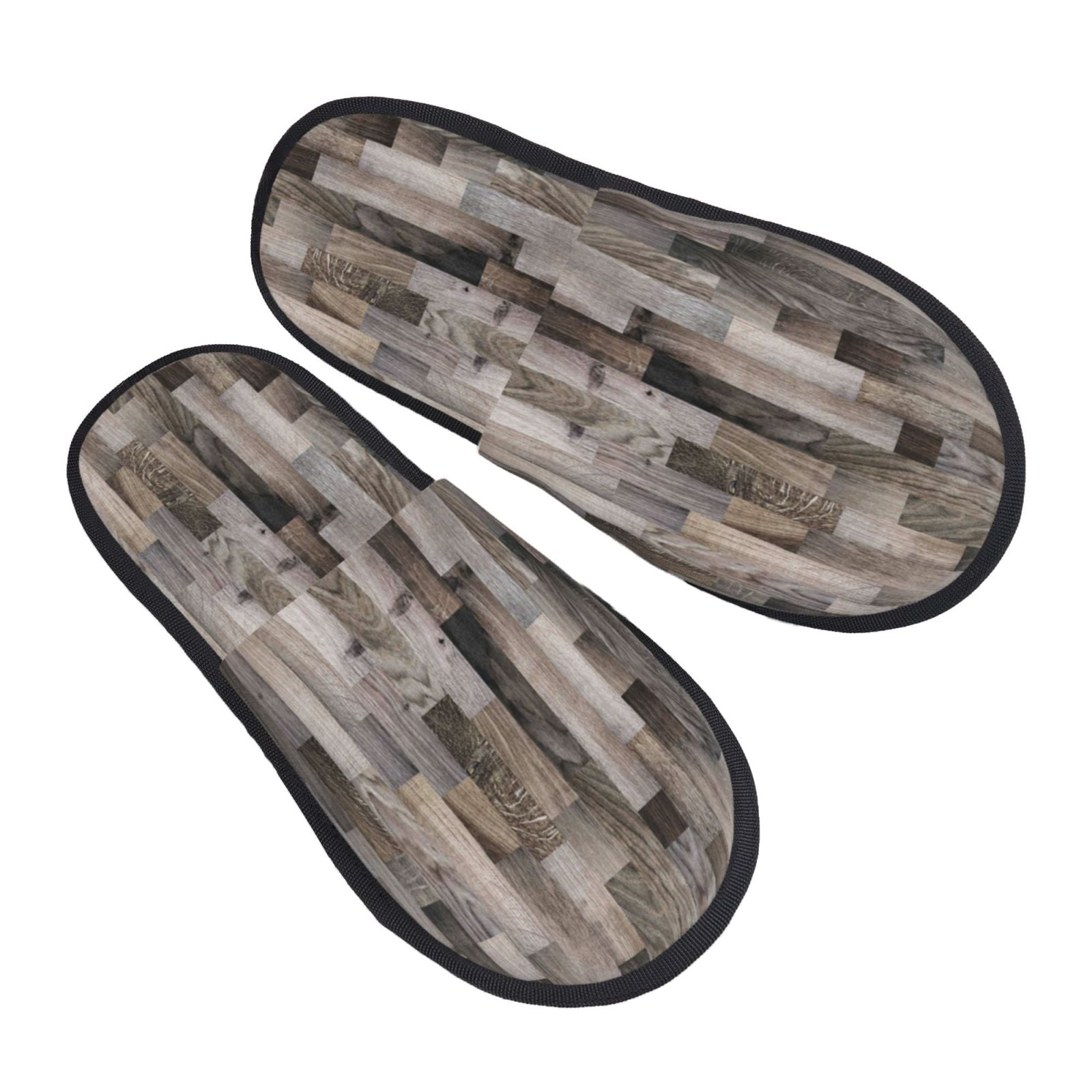 Bingfone Wooden Texture House Slippers For Women Men With Soft Rubber ...