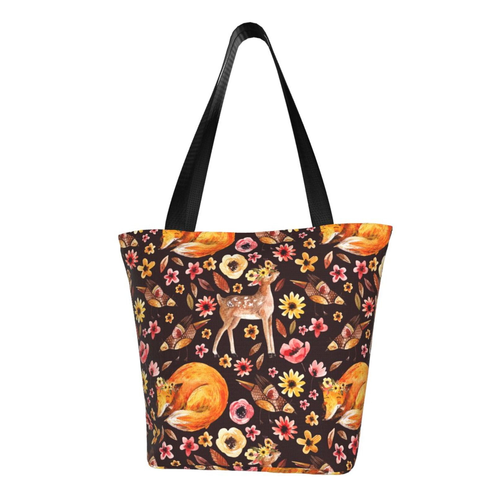 Bingfone Woodland Creatures Floral Women Shoulder Tote Bags Casual Bag ...