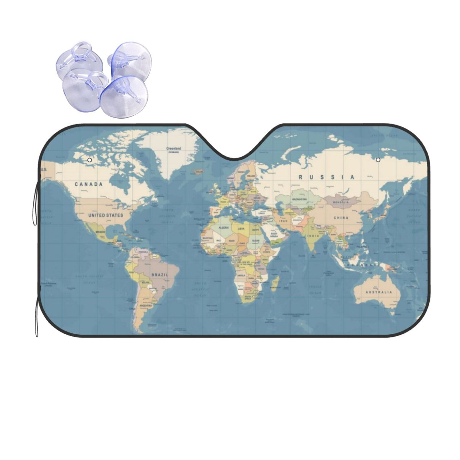 Bingfone World Map Car Windshield Sun Shade Protector Keep Your Vehicle ...