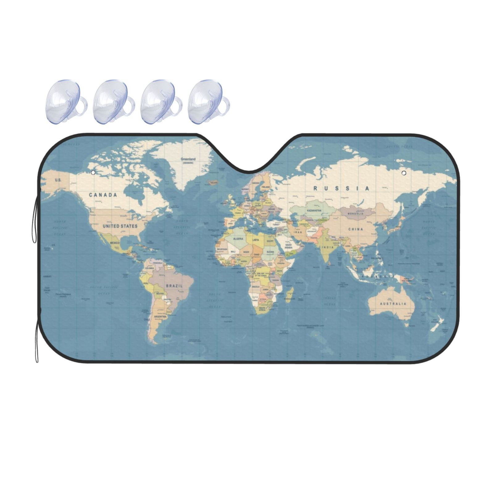 Bingfone World Map Car Windshield Sunshade,Sun Foldable Sun Shield Sun ...