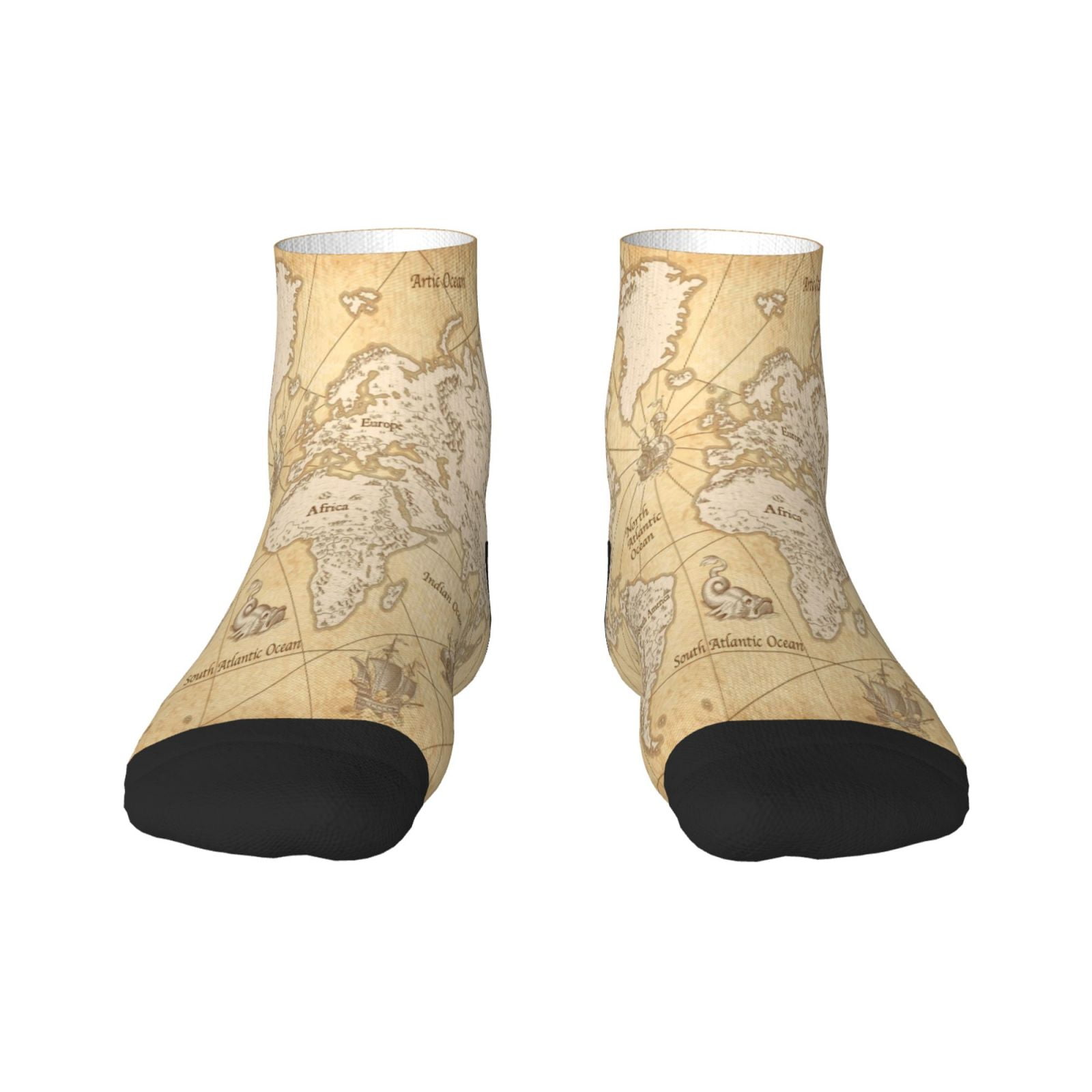 Bingfone World Map Design Patterned Men'S Women'S Casual Cotton Socks ...