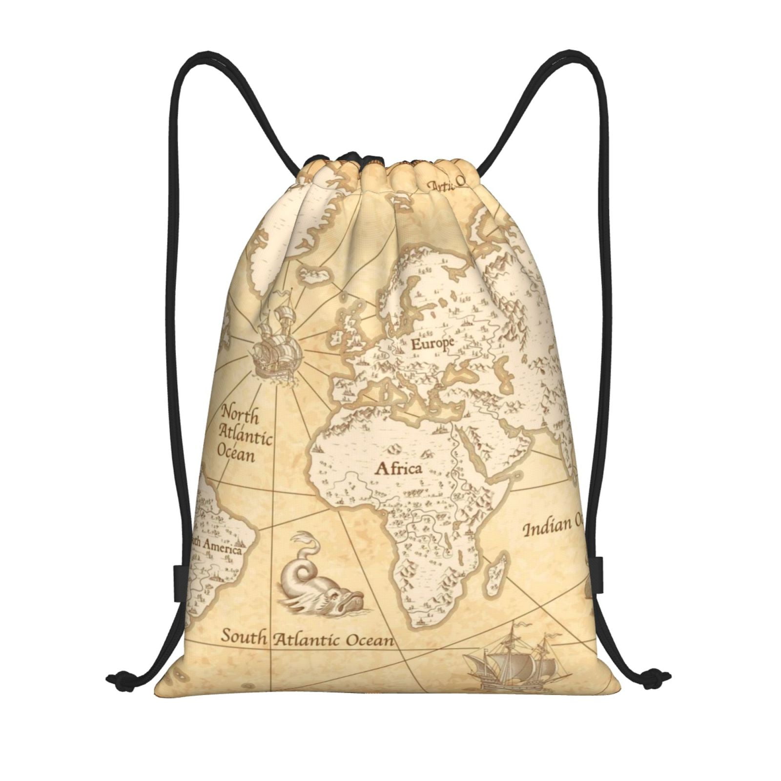 Bingfone World Map Drawstrings Backpacks Bags For Men Women Gym ...