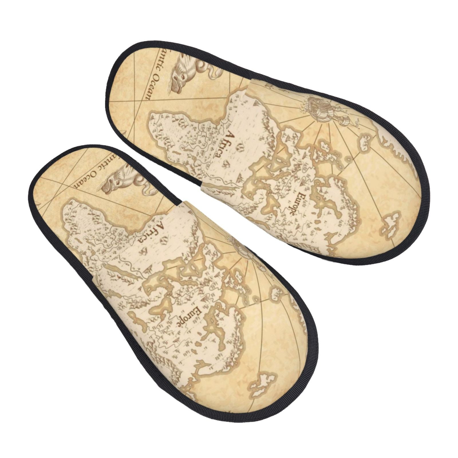Bingfone World Map House Slippers For Women Men With Soft Rubber Sole ...