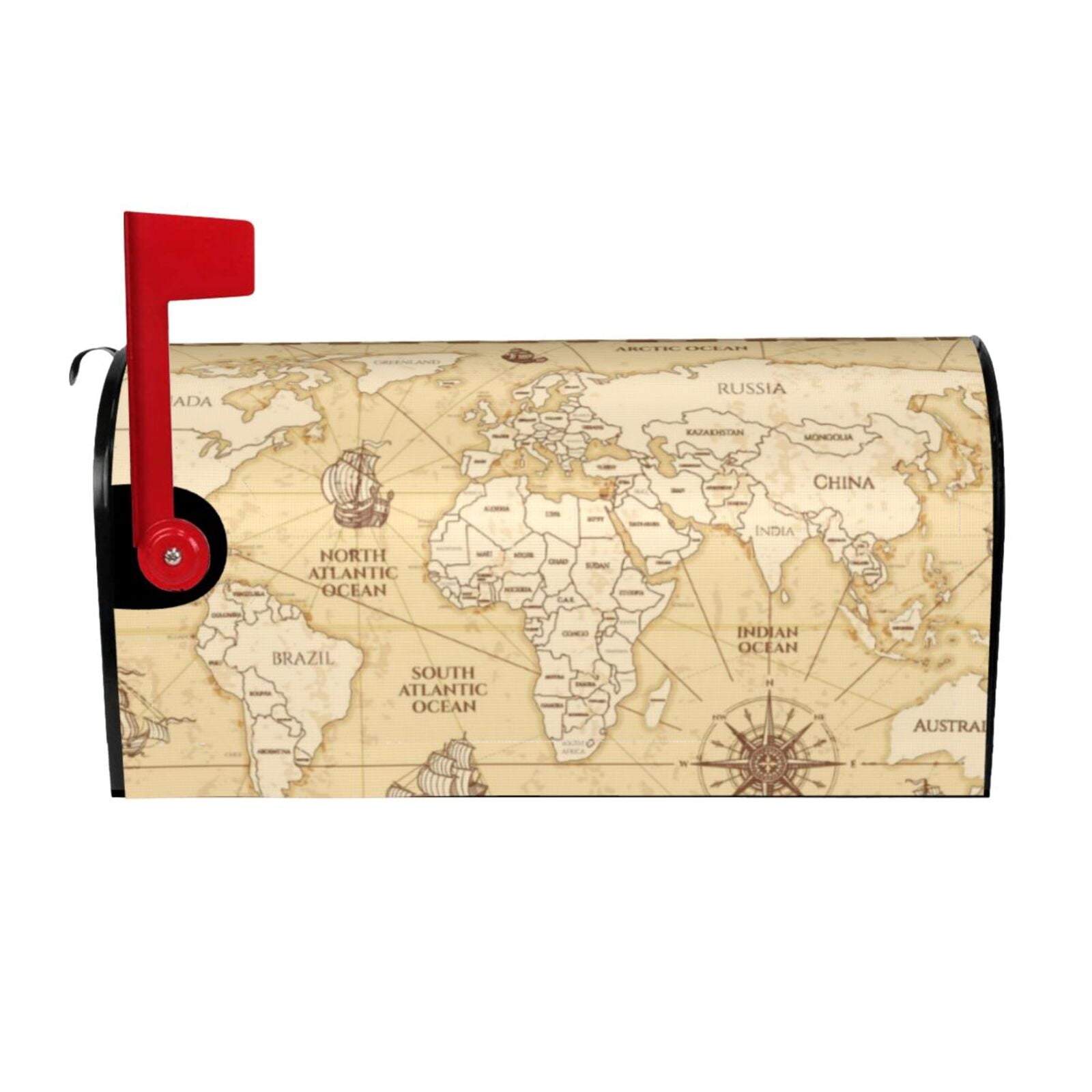 Bingfone World Map Magnetic Mailbox Cover Standard Size For Garden Yard ...