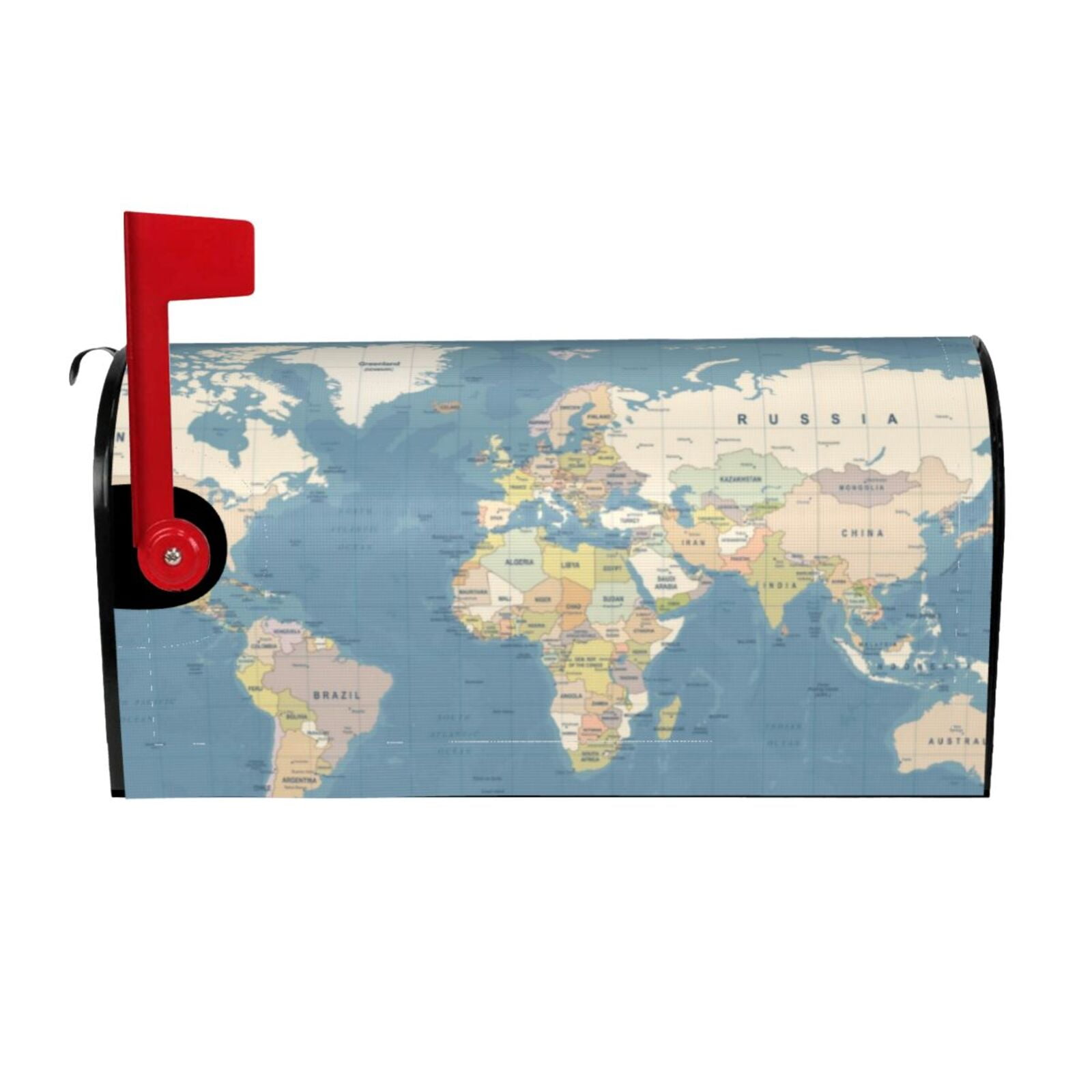 Bingfone World Map Magnetic Mailbox Cover Standard Size For Garden Yard ...