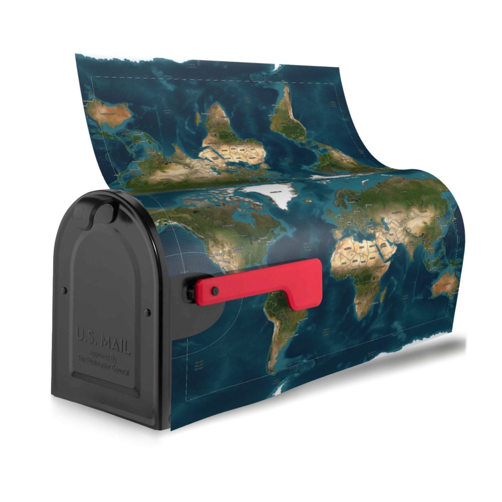 Bingfone World Map Magnetic Mailbox Cover Standard Size for Garden Yard ...