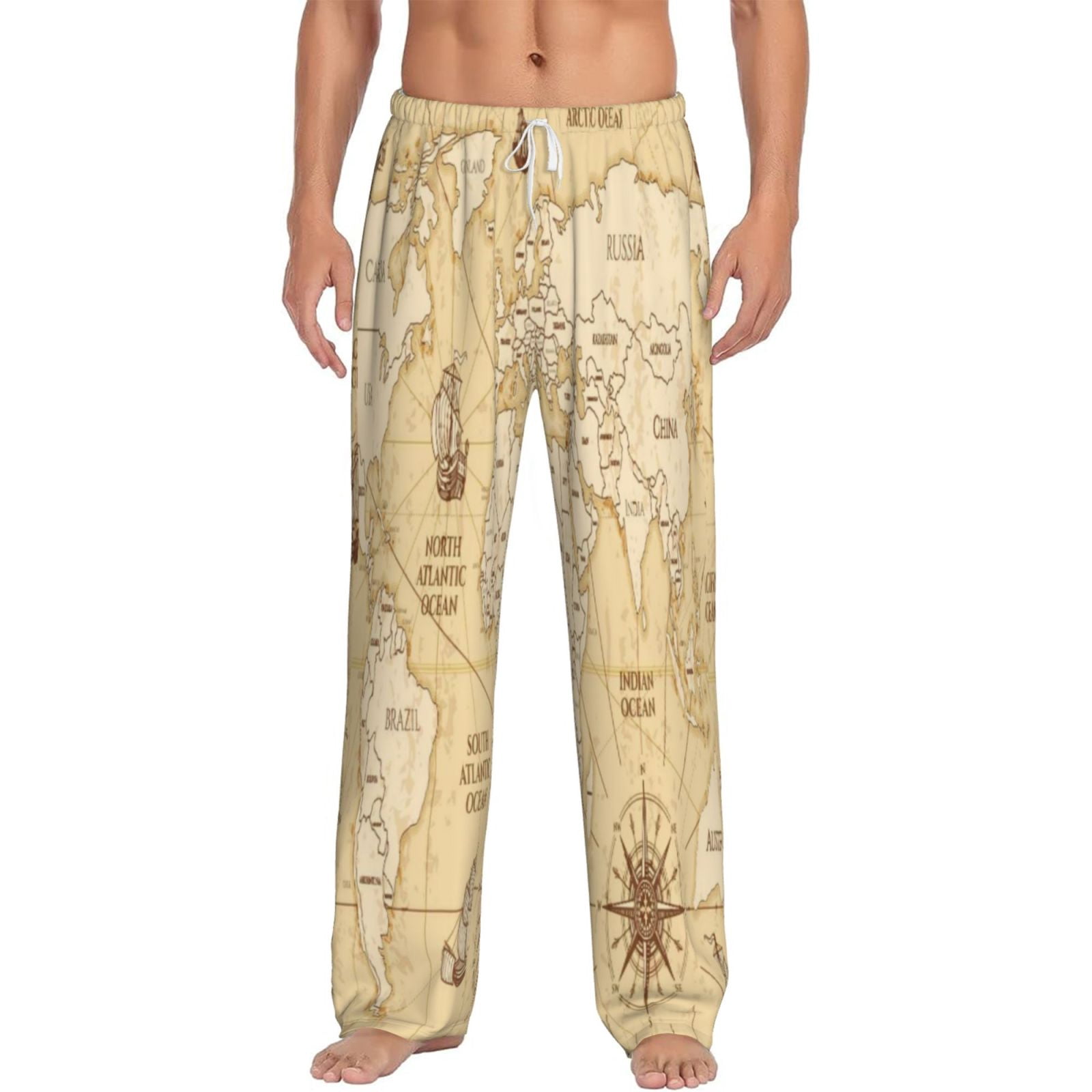 Bingfone World Map Mens All Over Print Sleep Pajama Pants-Large ...
