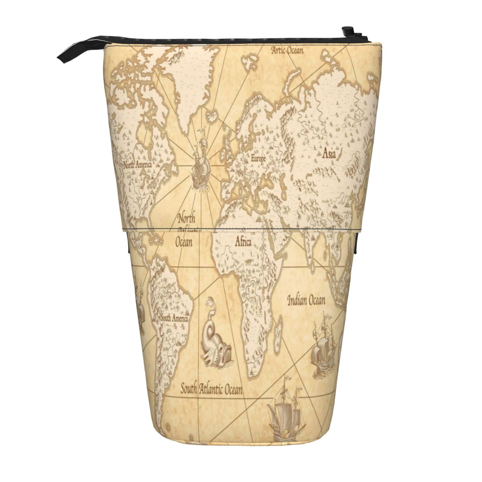 Bingfone World Map Print Telescopic Pencil Bag Pen Holder Pop Up ...