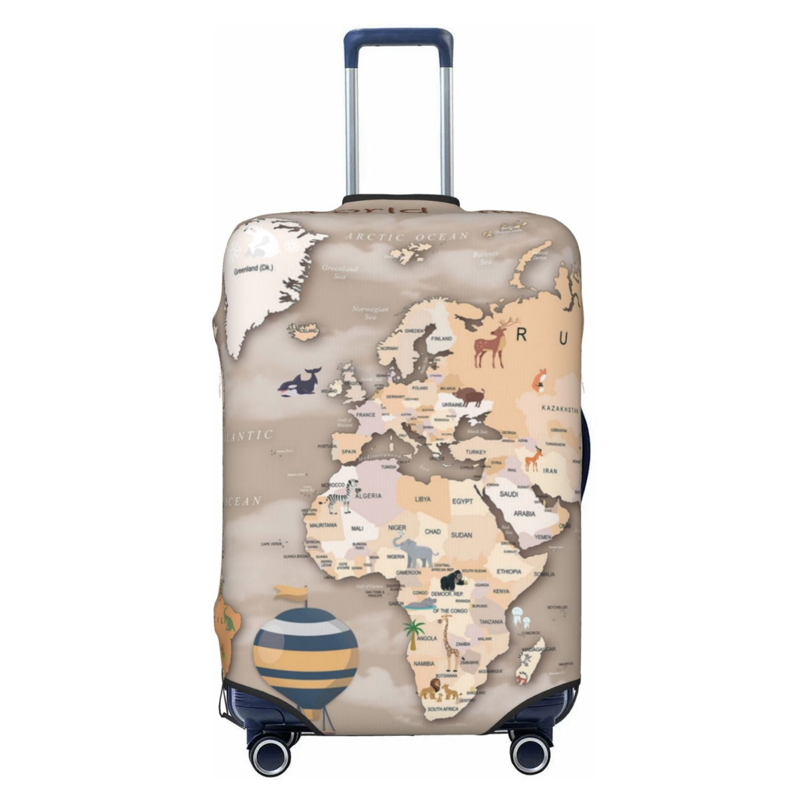 Bingfone World Map With Animals Luggage Cover Washable Suitcase Cover ...