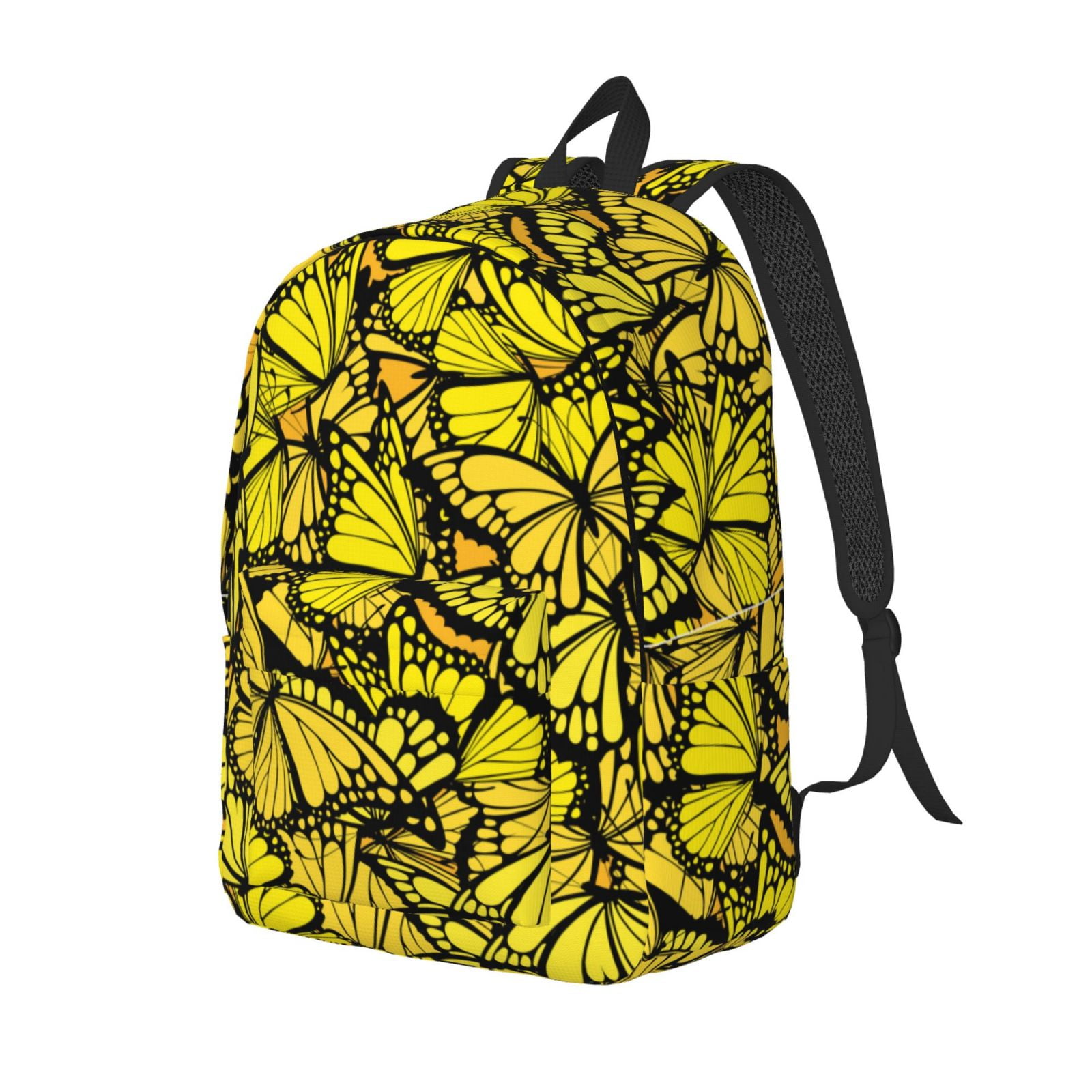 Bingfone Yellow Butterflies Print Canvas College Laptop Backpack, Large ...