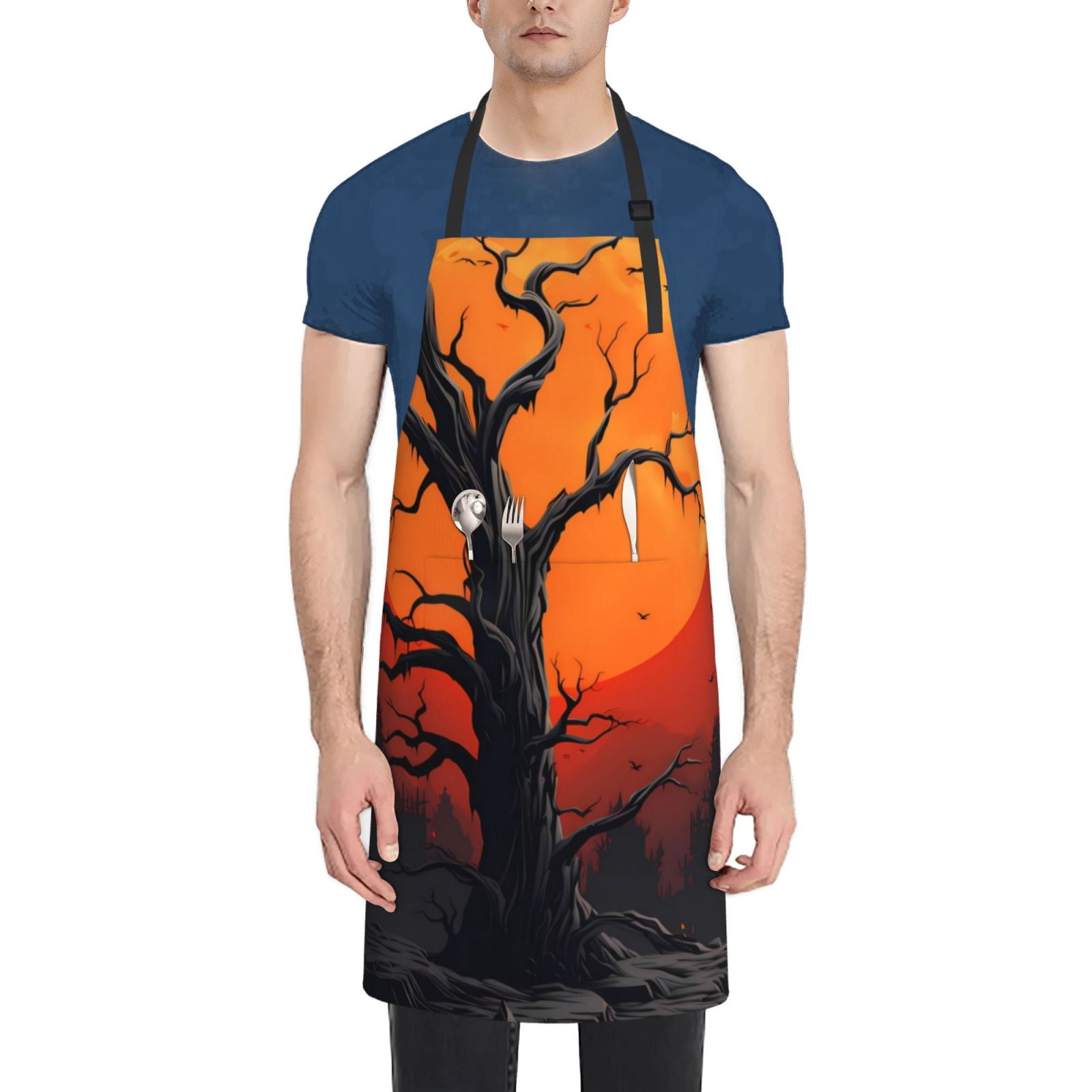 Bingfone Yellow Castle Sunset Tree Apron Gifts For Men, Women ...