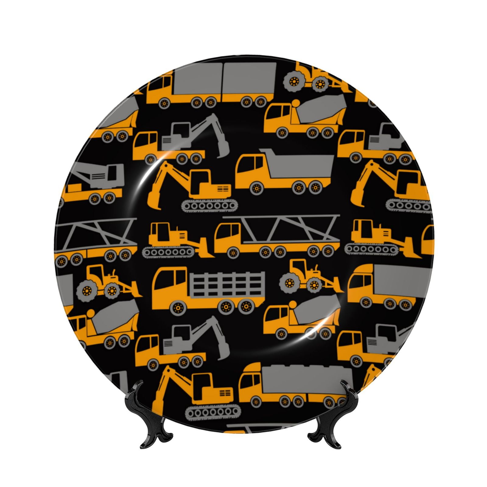 Bingfone Yellow Excavator Print Bone China Dinner Decorative Plates ...