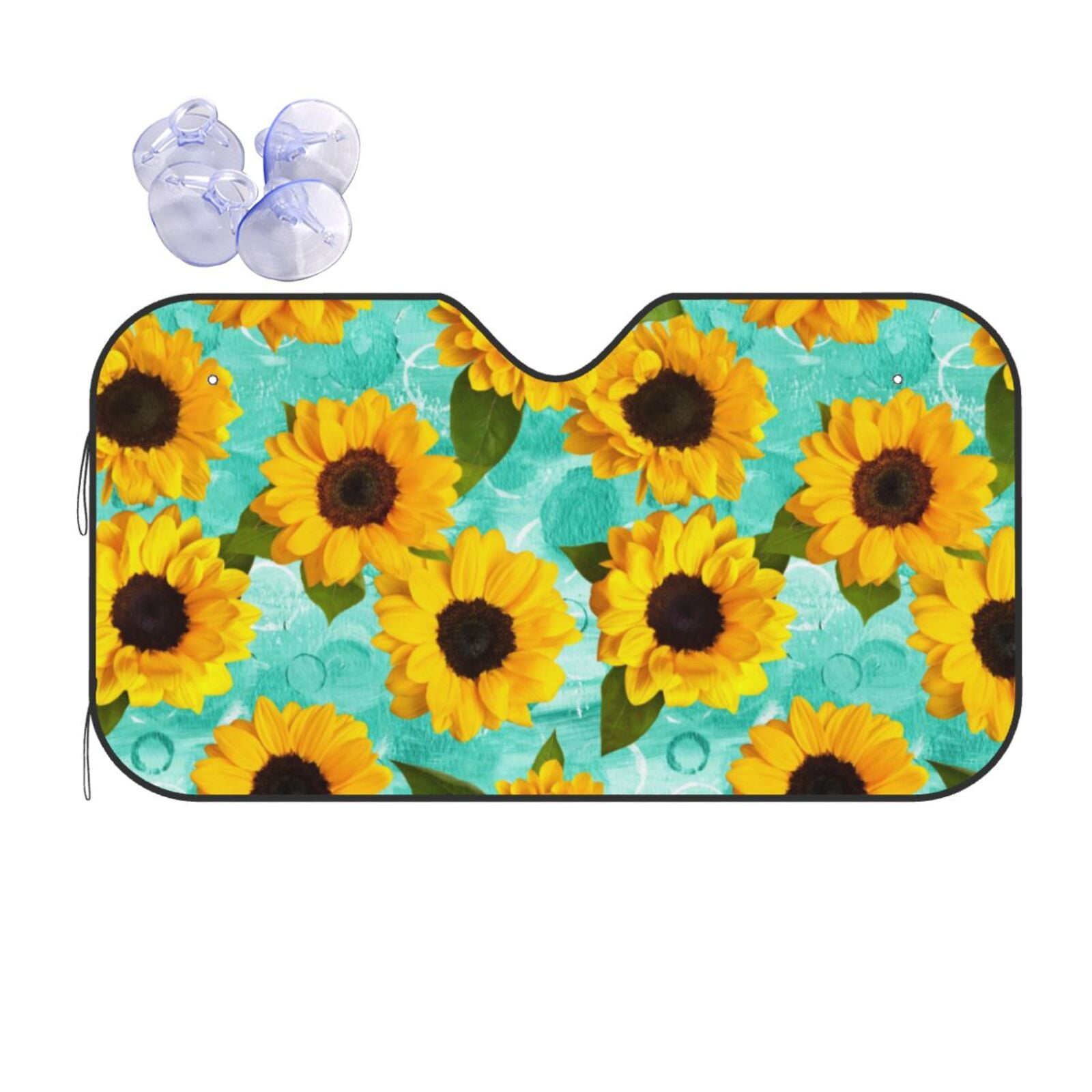 Bingfone Yellow Sunflowers With Green Leaves Car Windshield Sun Shade ...