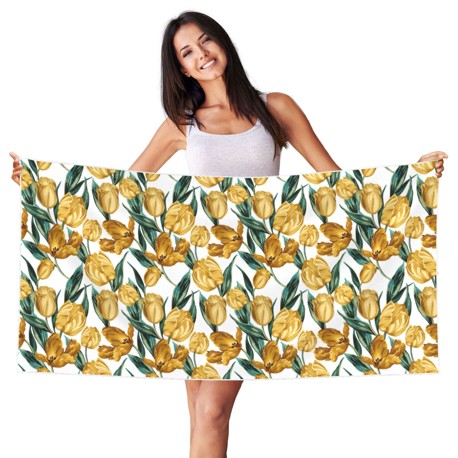 Bingfone Yellow Tulips Oversized 27.7x55 Inches Beach Towel, Super ...