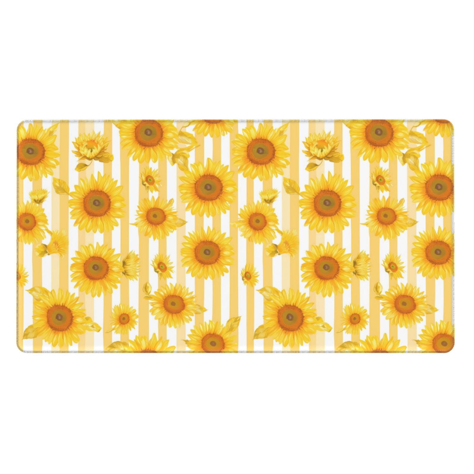Bingfone Yellow White Striped Sunflower Large Gaming Mouse Pad,Extended ...