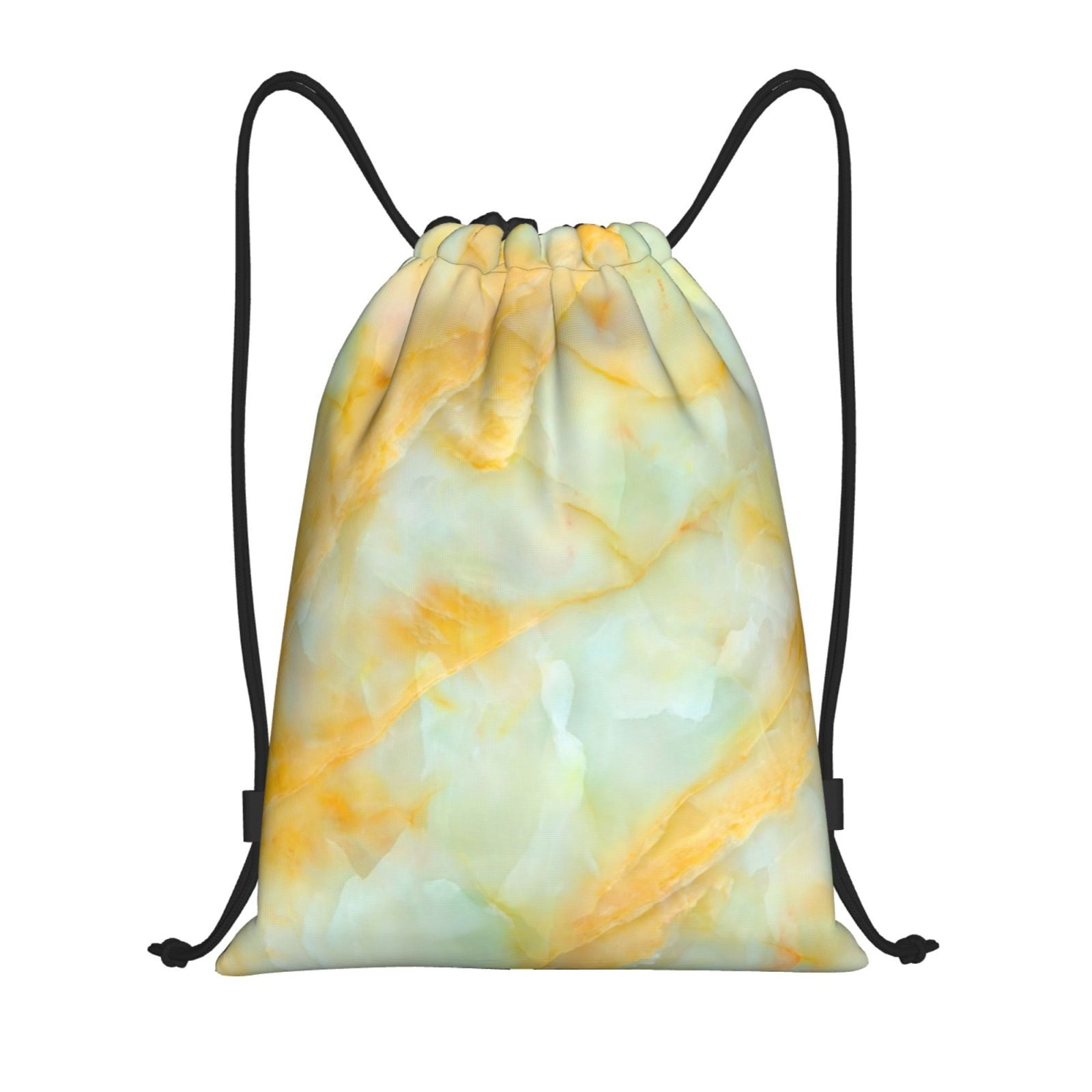 Bingfone Yellow With Teal Marble Drawstrings Backpacks Bags for Men ...