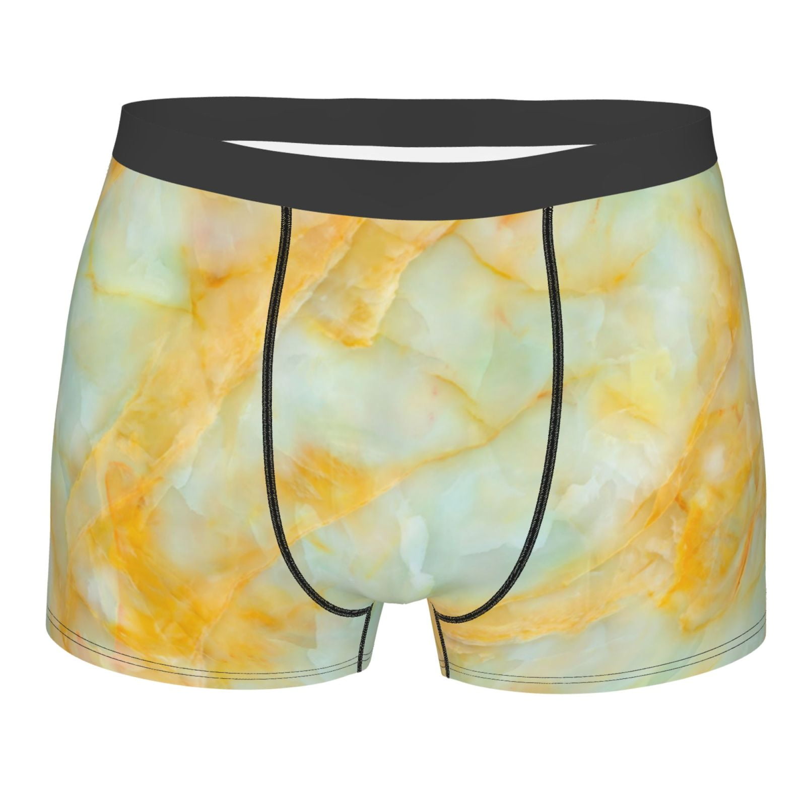 Bingfone Yellow With Teal Marble Men's Underwear - Casual Stretch Boxer ...