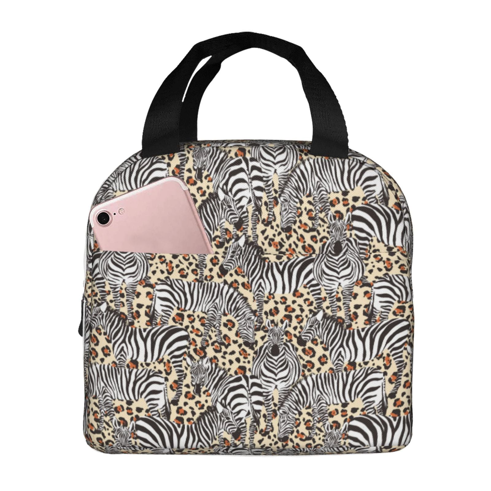 Bingfone Zebra Print Lunch Bag Insulated Lunch Box, Small Leakproof ...