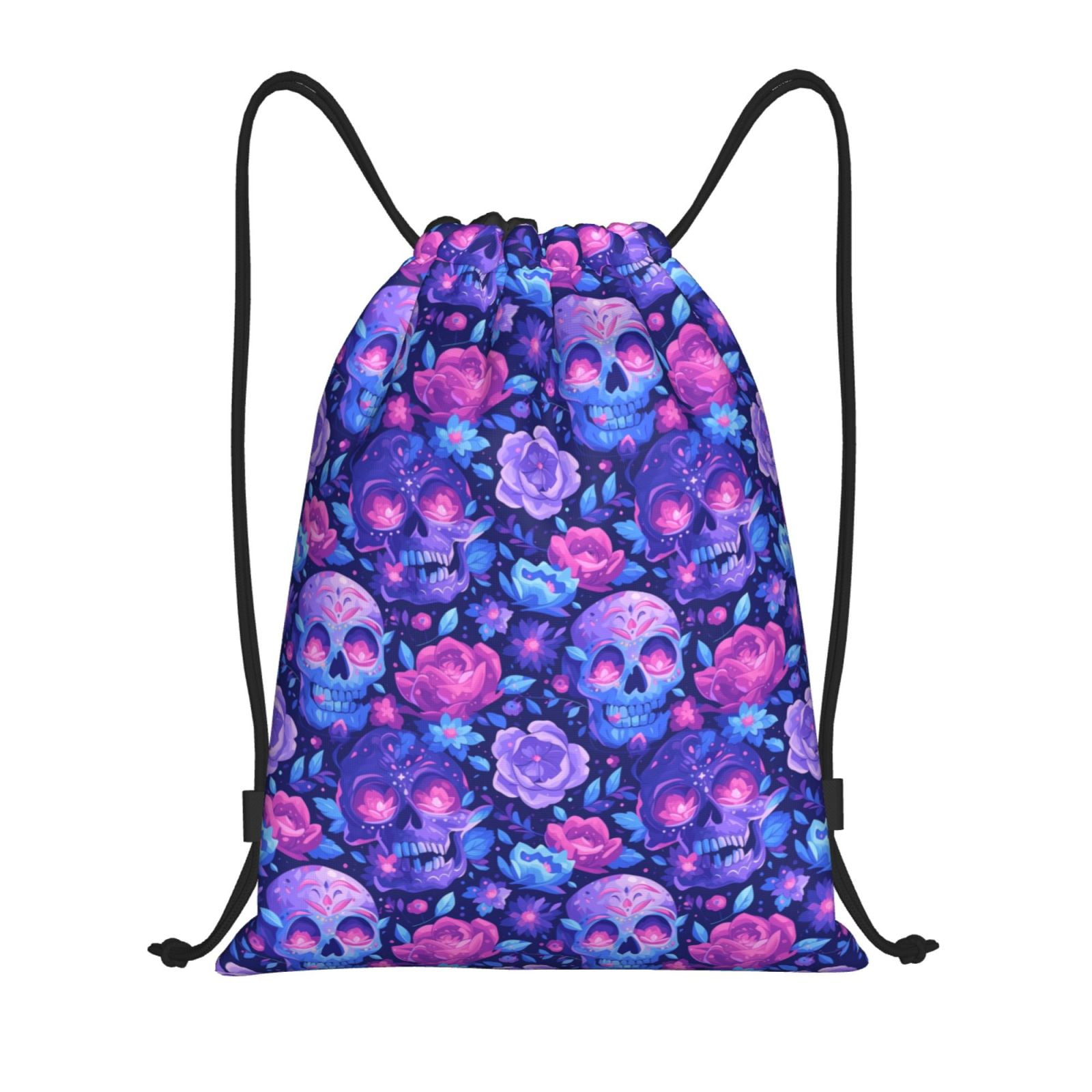Bingfone blue Skull purple flower1 Drawstrings Backpacks Bags for Men ...