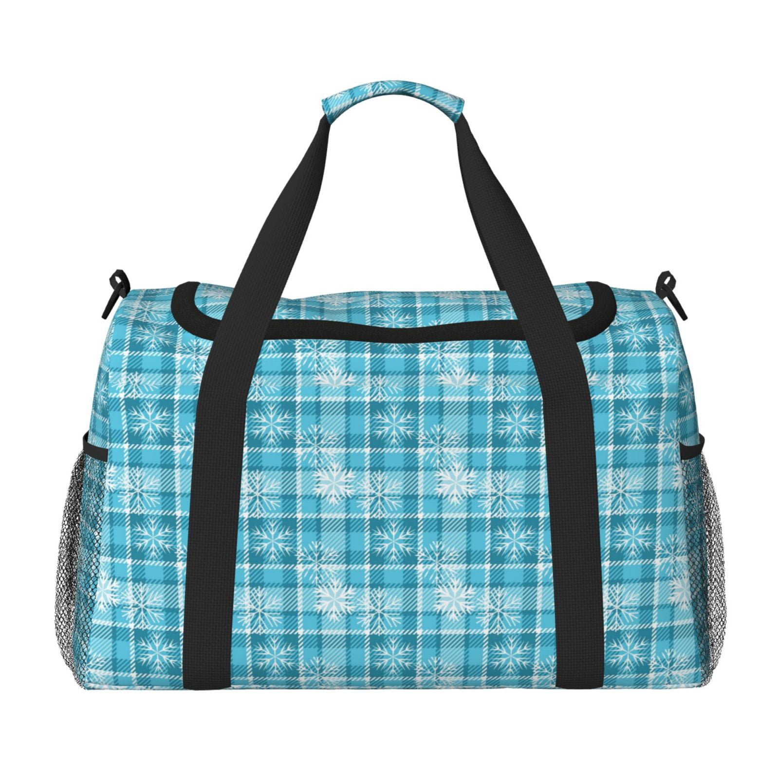 Bingfone blue plaid Snowflake Print Travel Duffel Tote Bag,Waterproof ...