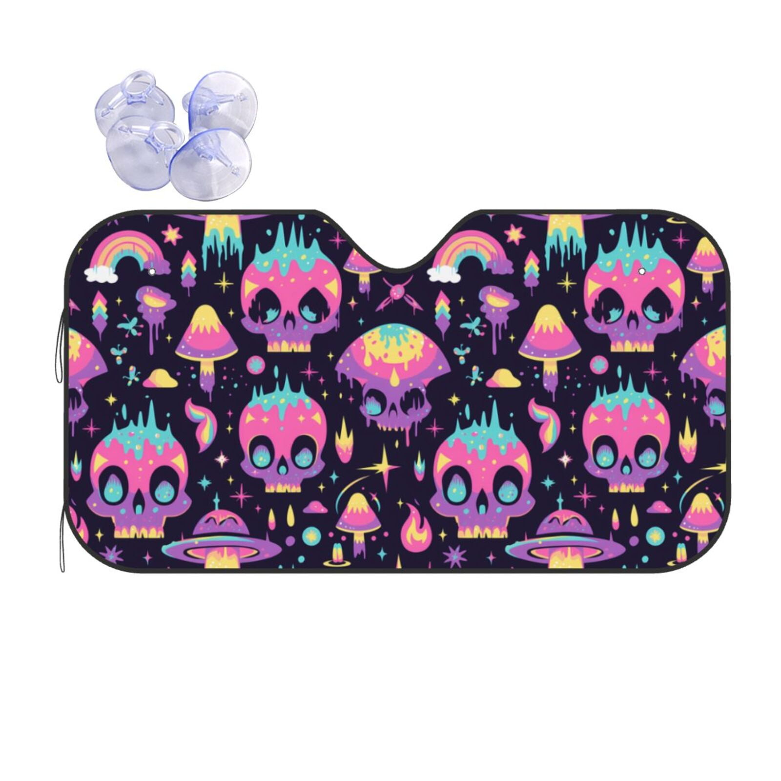 Bingfone cartoon Skull rainbow space Car Windshield Sun Shade Protector ...