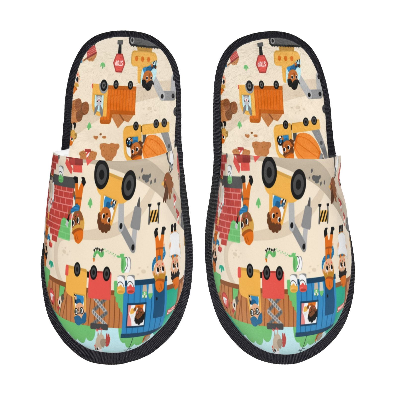 Bingfone construction road work landscape House Slippers for Women Men ...