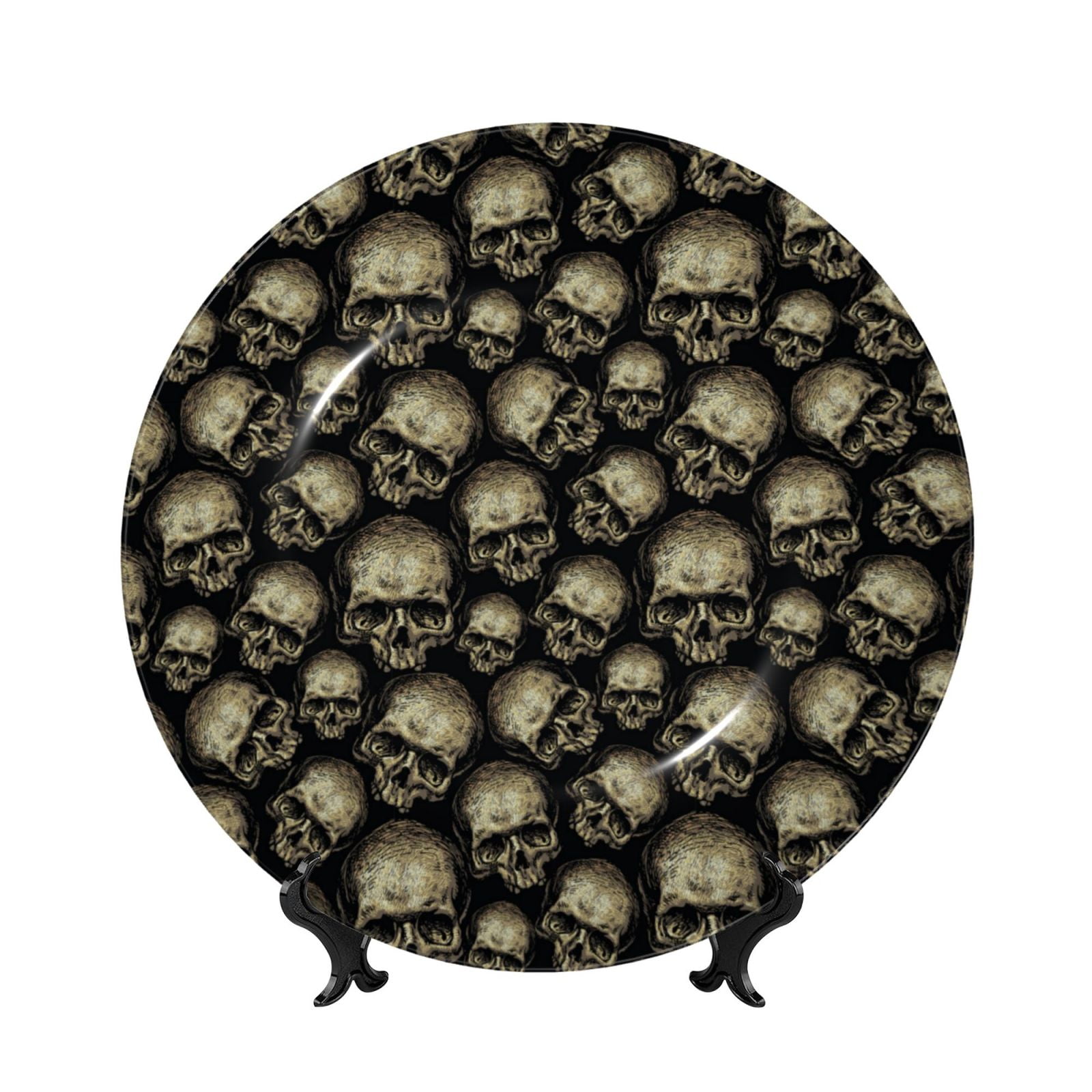 Bingfone funny Retro Skull Print Bone China Dinner Decorative Plates ...