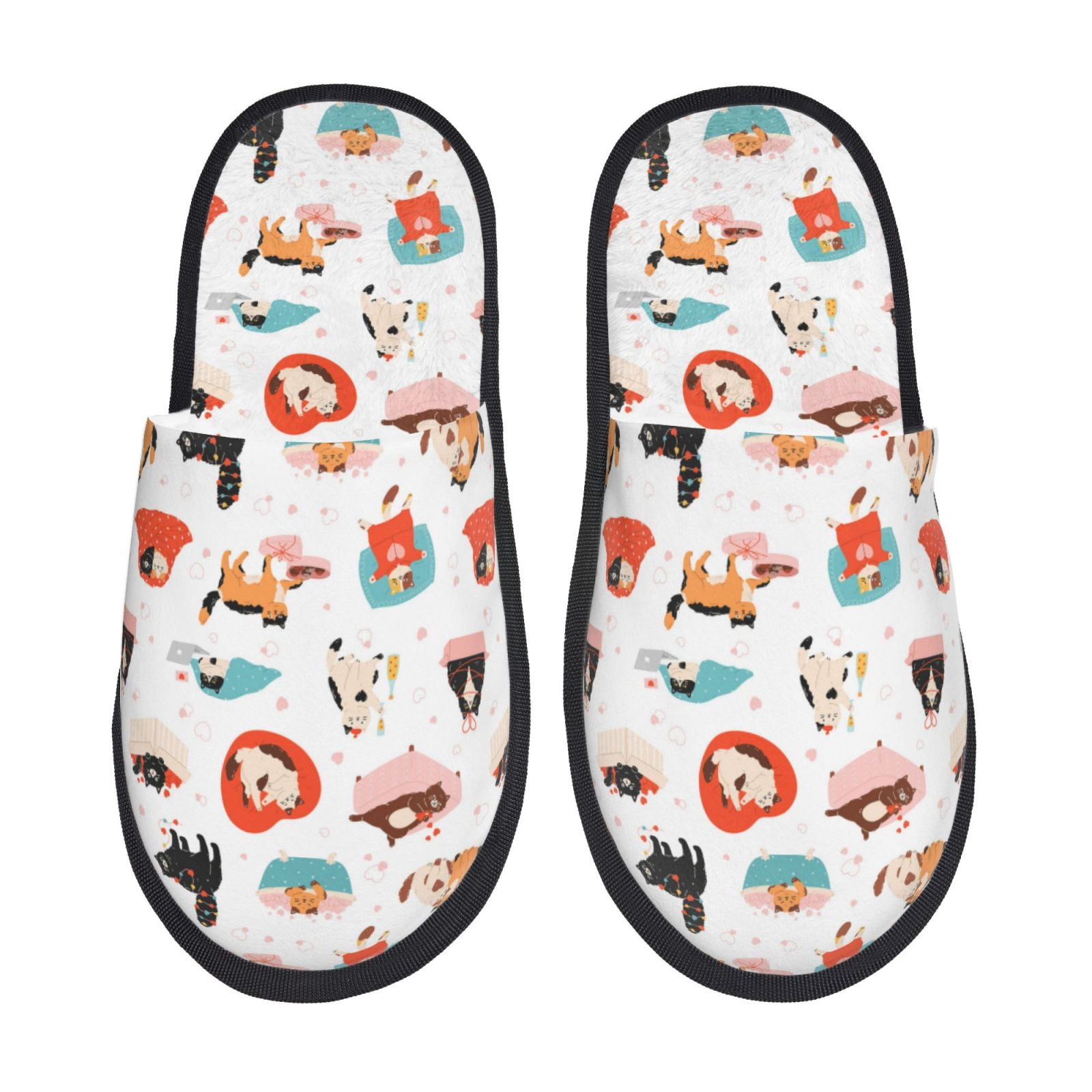 Bingfone funny cats celebrating Valentine's Day House Slippers for ...