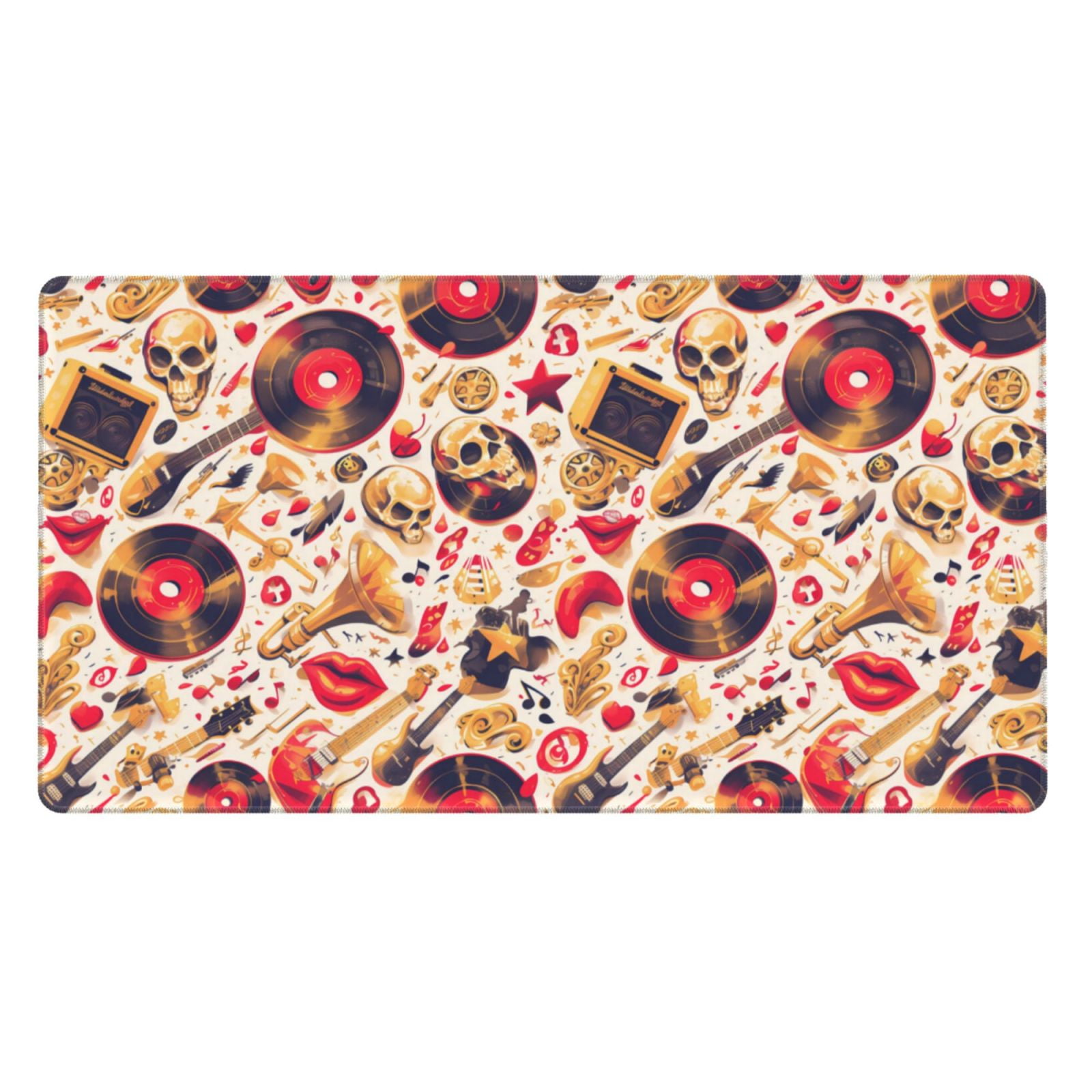 Bingfone gold Skull Guitar record Large Gaming Mouse Pad,Extended Desk ...