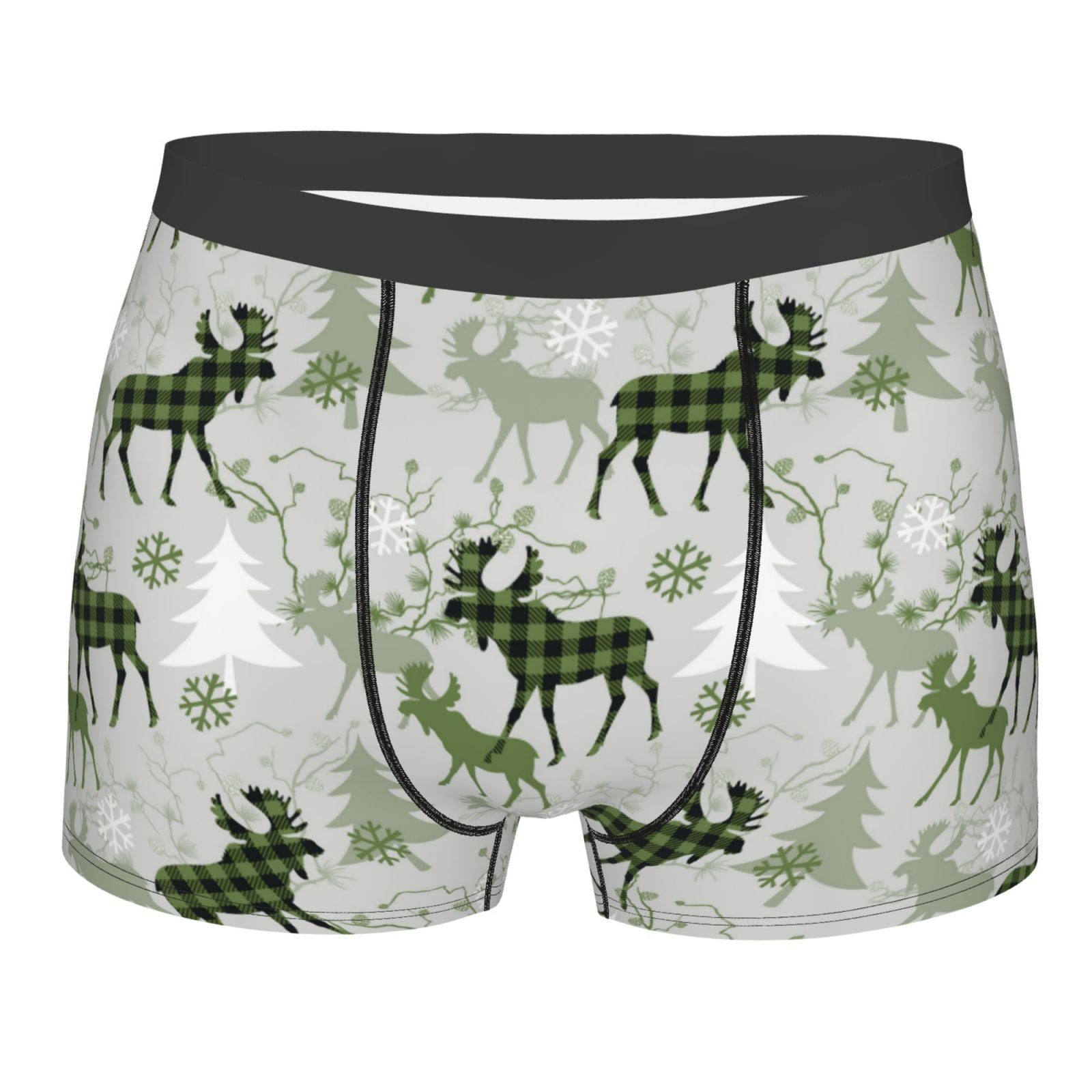 Bingfone green plaid Moose tree Men's Underwear - Casual Stretch Boxer ...