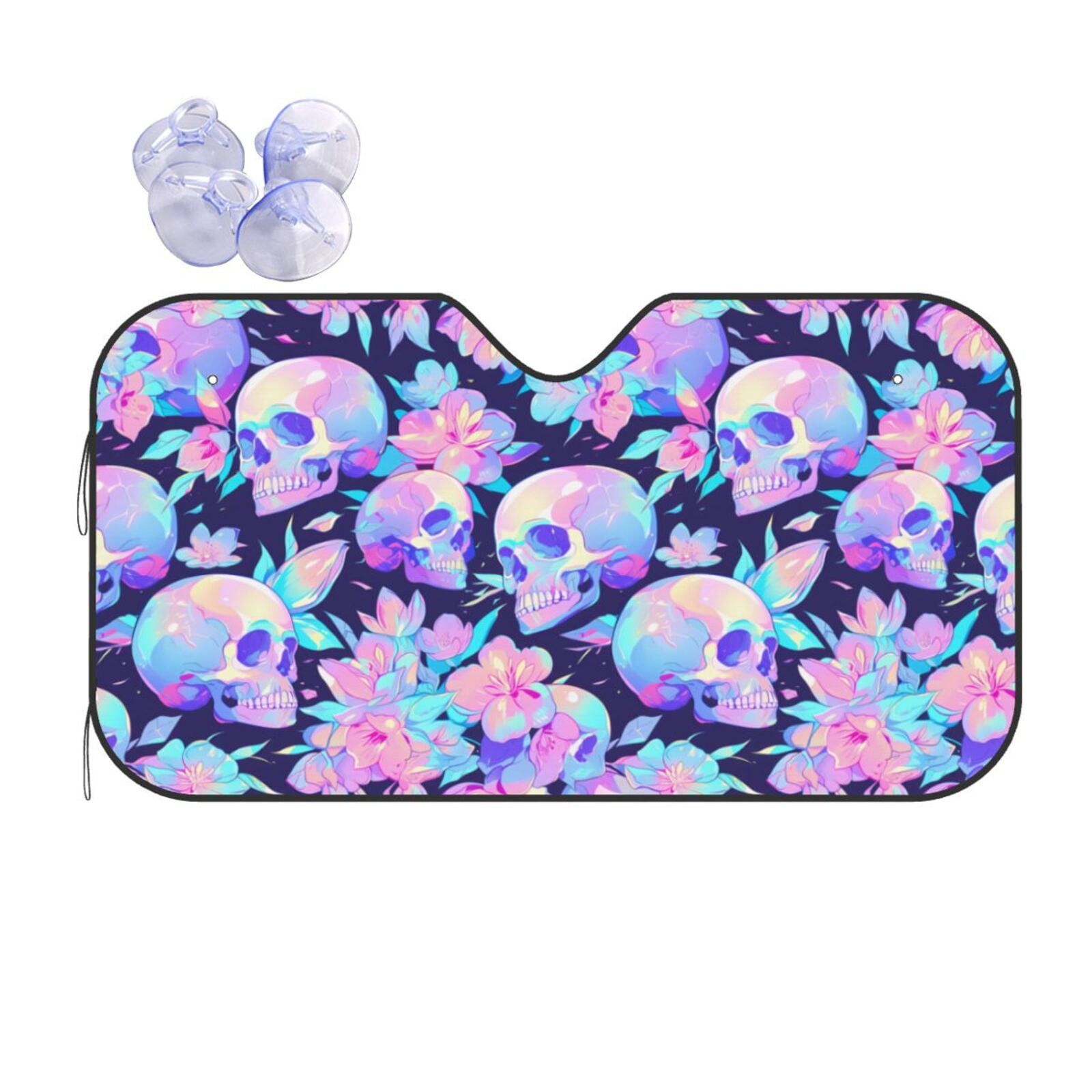 Bingfone pinkk flower crystal Skull Car Windshield Sun Shade Protector ...