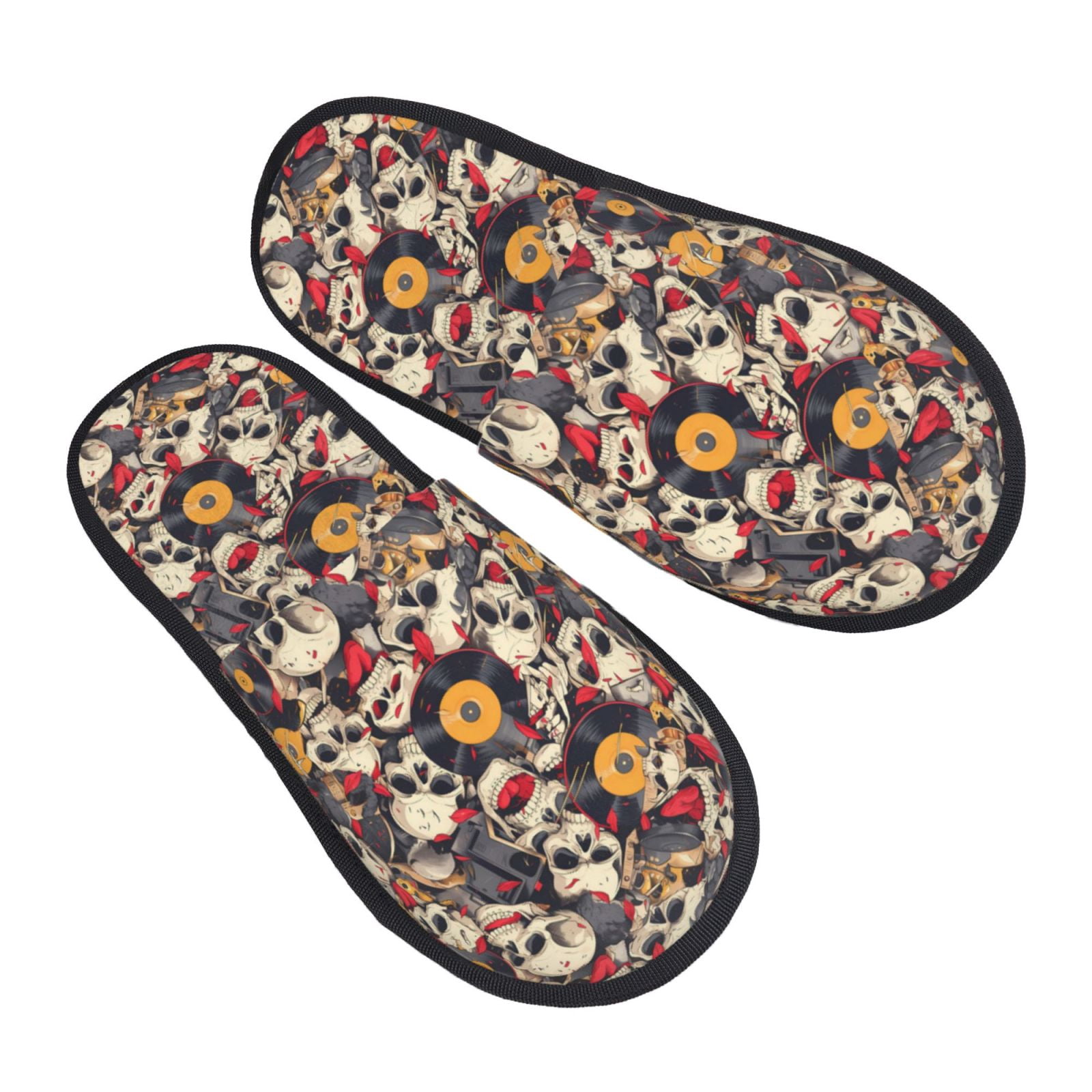 Bingfone rock Skull record artist House Slippers for Women Men with ...