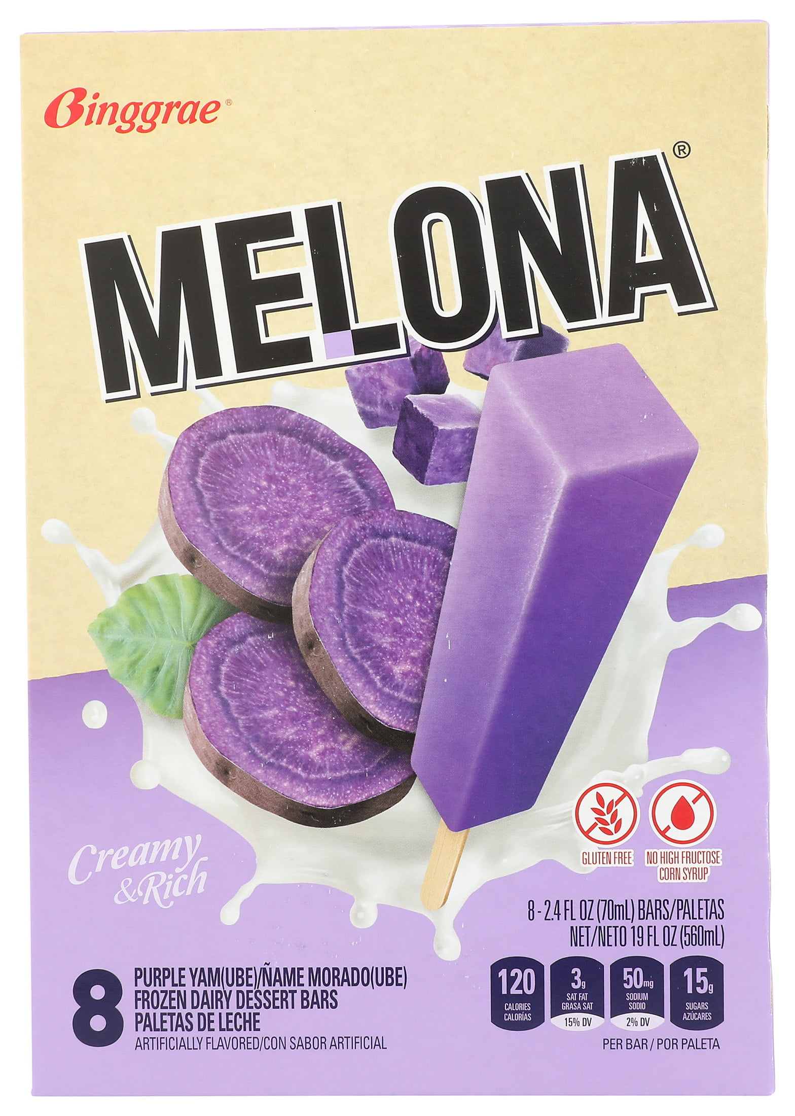 Binggrae Melona Ube Frozen Dairy Dessert Bars, 19 fl oz, 8 Ct - Walmart.com