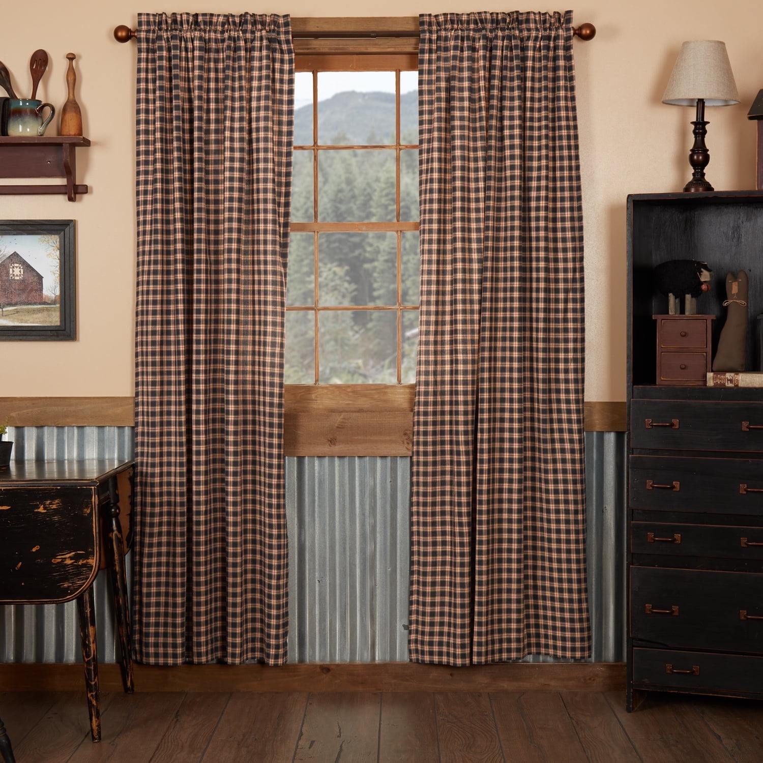 VHC Brands, Bingham Star, Cotton, 84x40, Plaid Star Panel, Set of 2 ...