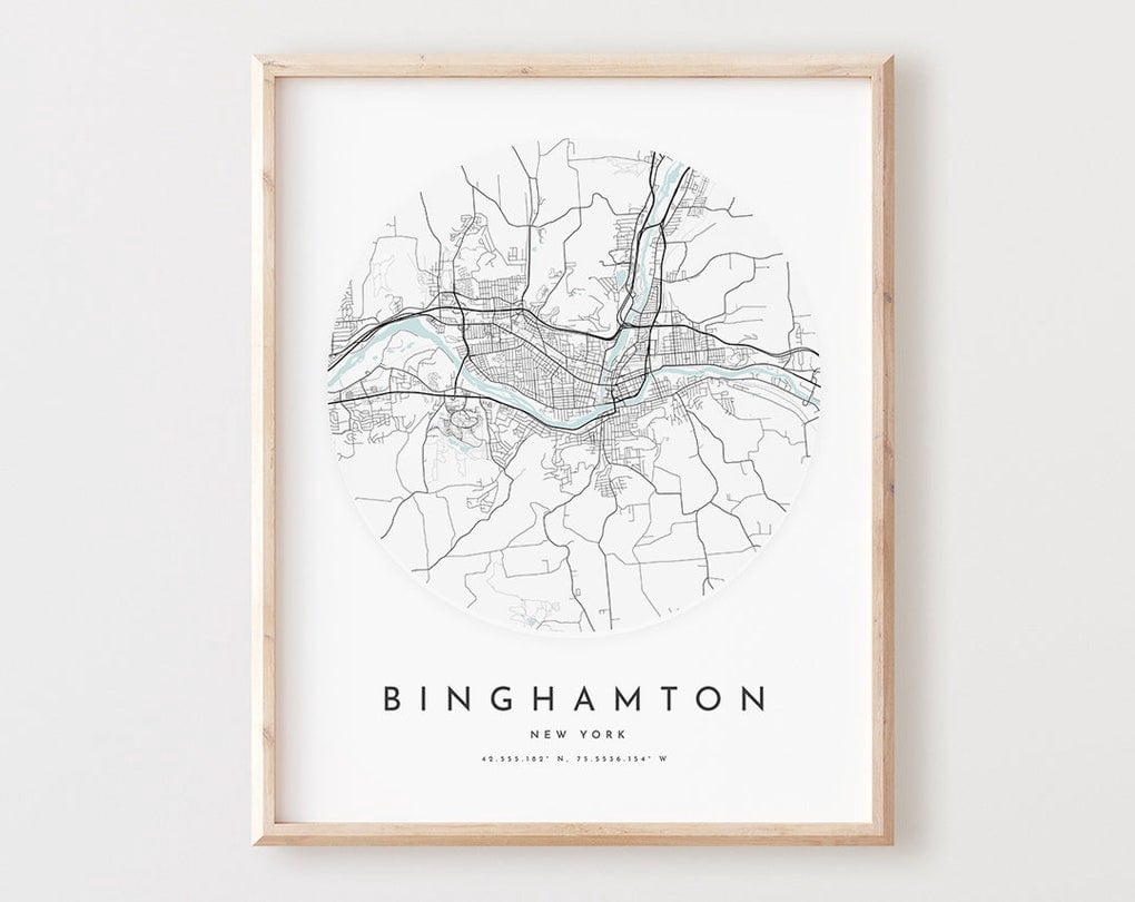 Binghamton Map Print, Binghamton Map Poster City Wall Art, Ny Road Map ...
