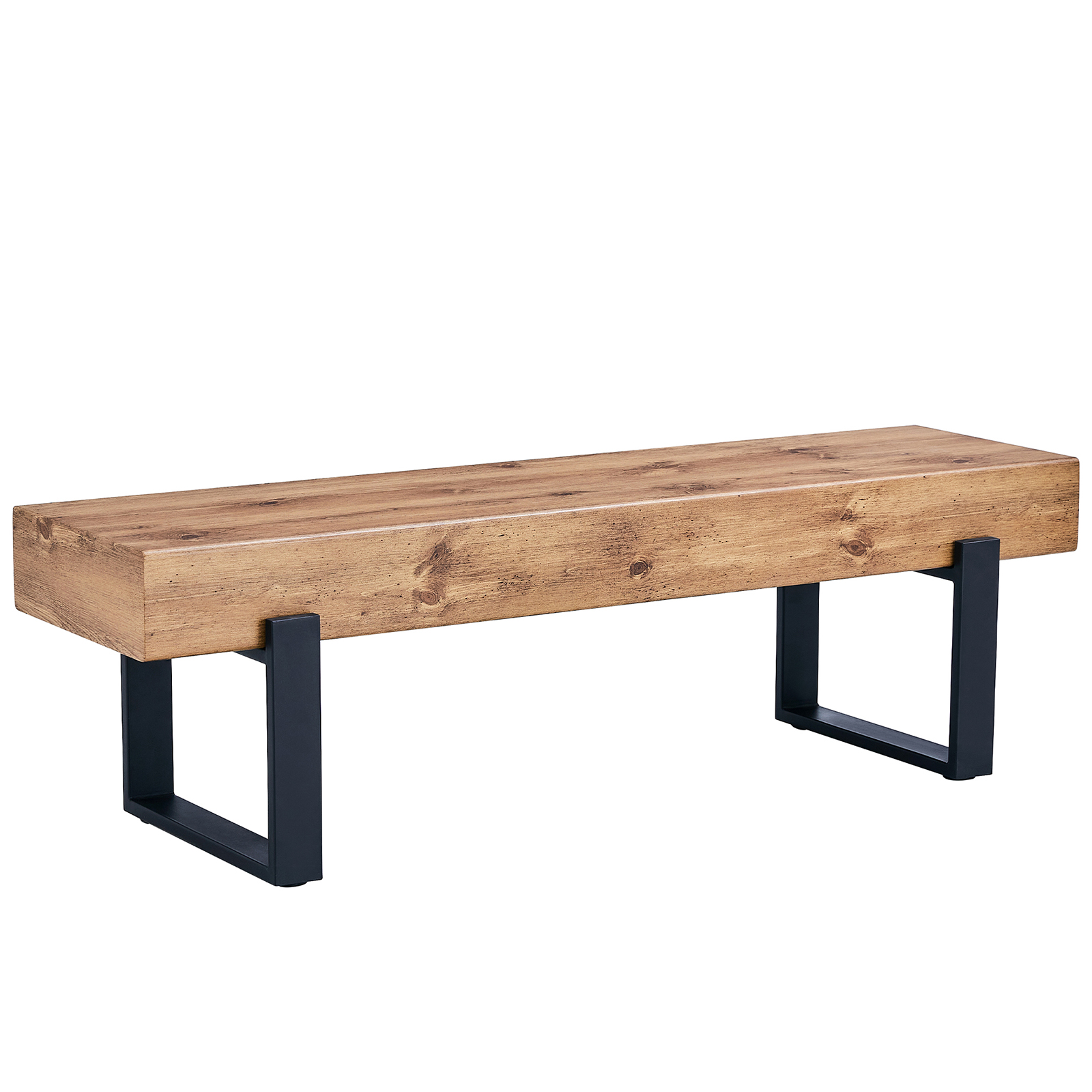 Bingirl 59" Wooden Entryway Bench with Metal Legs Farmhouse Style Shoe ...