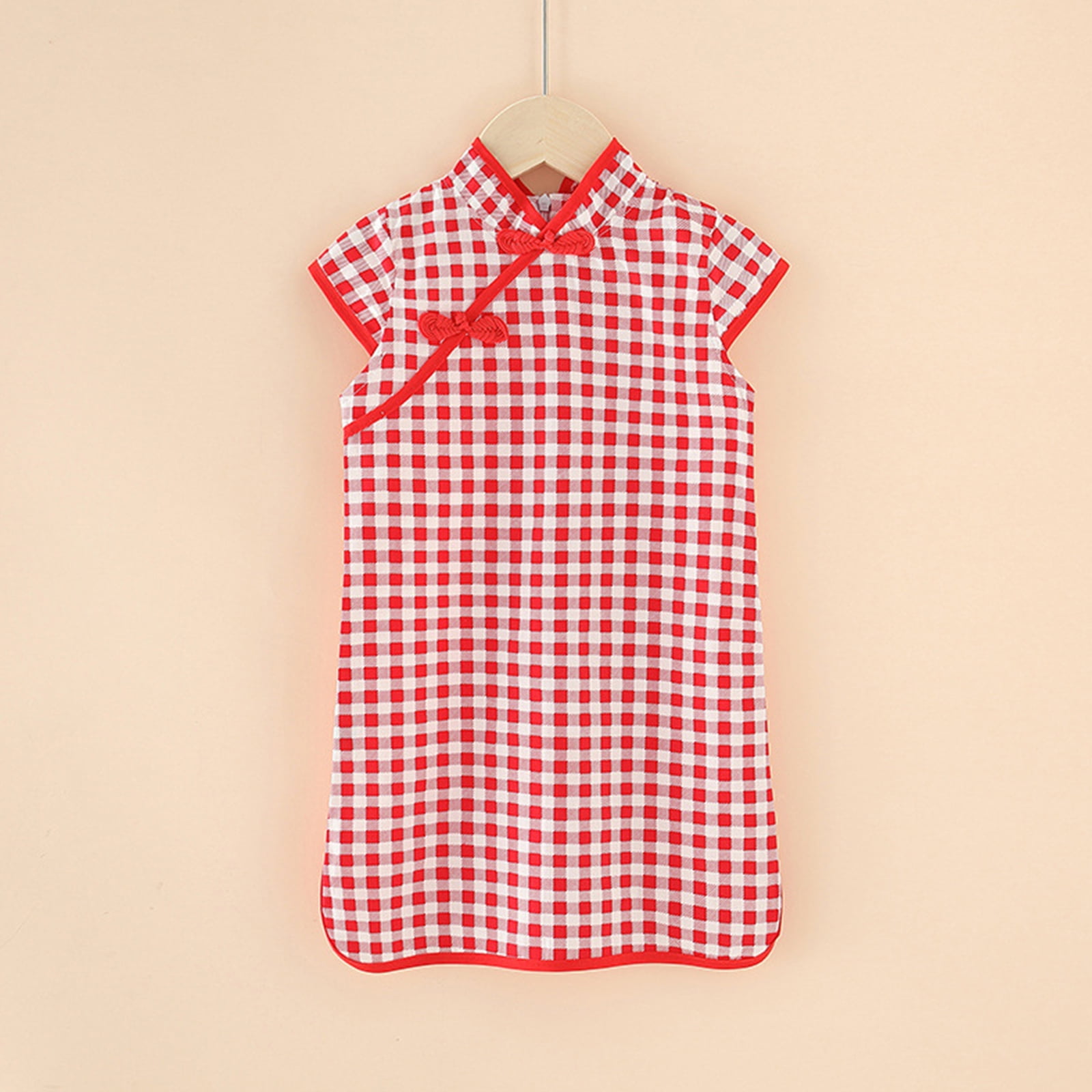 Bingirl Girls Chinese Cheongsam Dress Vintage Chinese Outfit Cheongsam Costume Short Sleeve Side