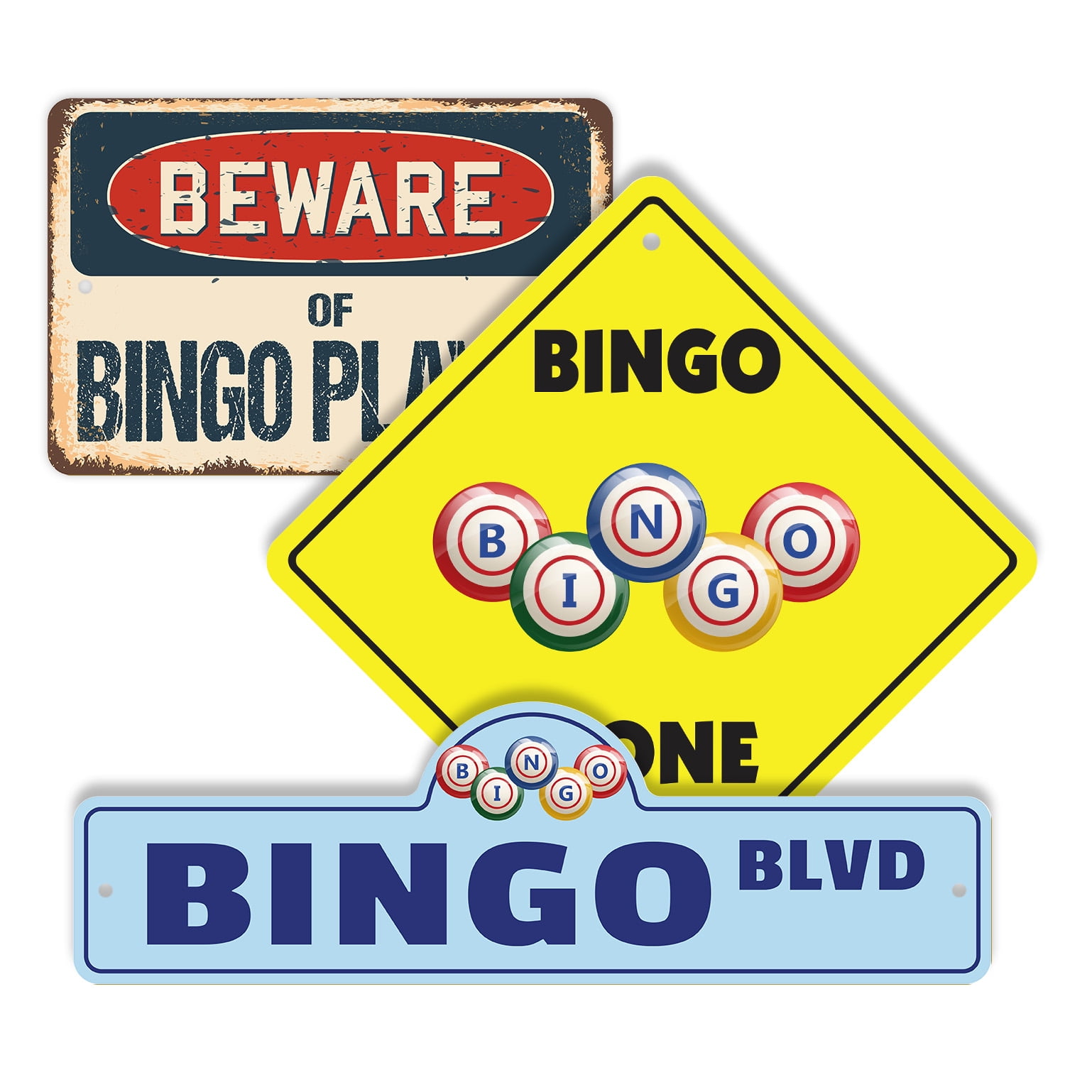 Bingo (3 Pack) Large Plastic Street Sign Crossing Sign Warning Sign ...