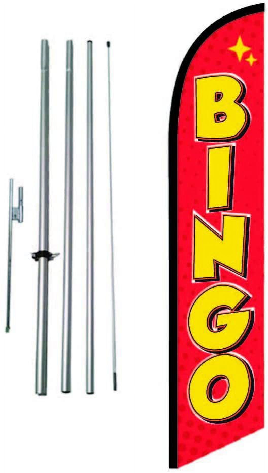 Bingo Advertising Feather Banner Swooper Flag Sign with Flag Pole Kit ...