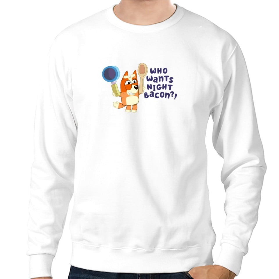 Bingo And Bluey Night Bacon Sweatshirts, Crewneck Sweatshirt Size 2Xl ...