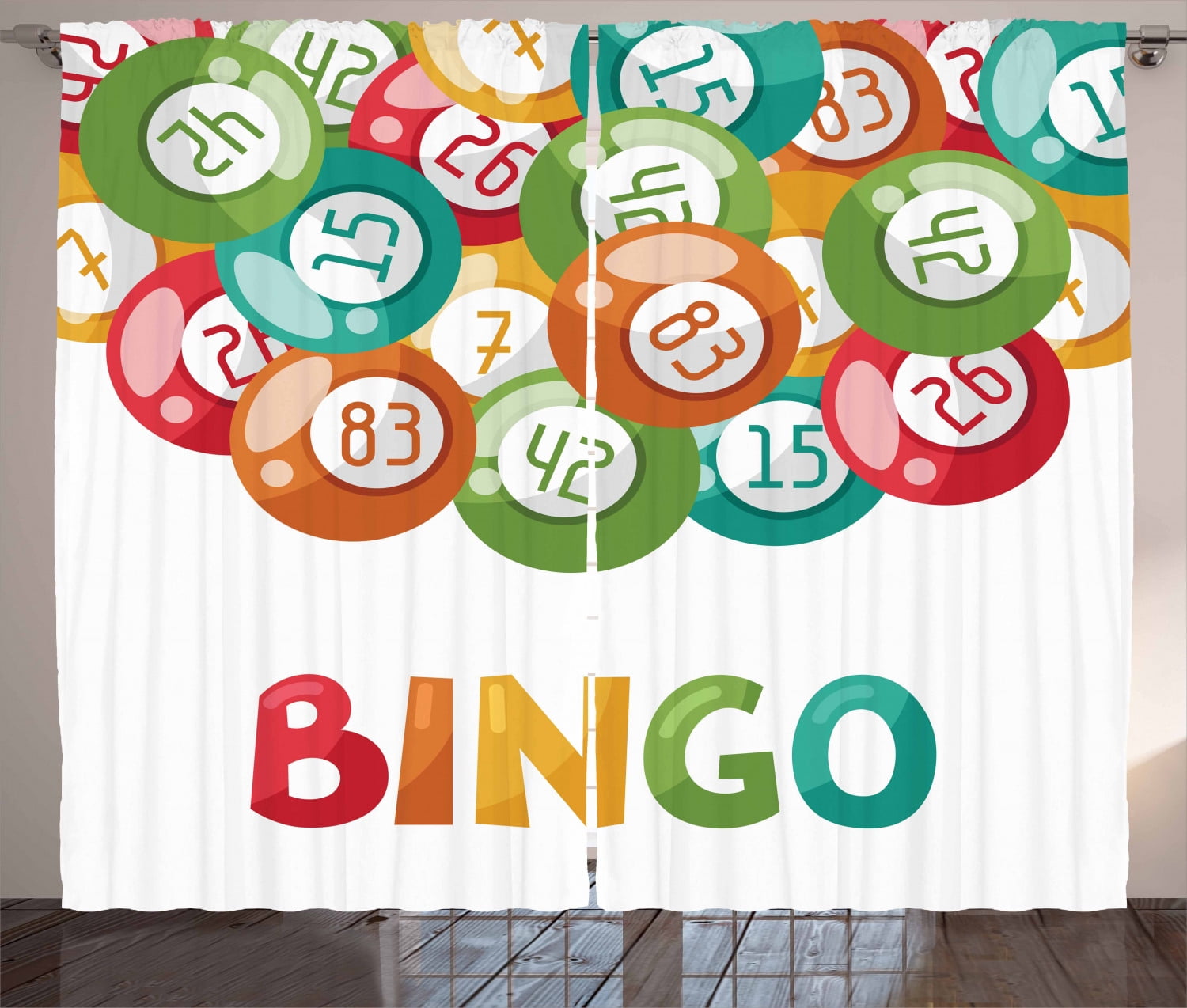 Ambesonne Bingo Curtains 2 Panel Set, Lottery Game with Balls, 108" x ...