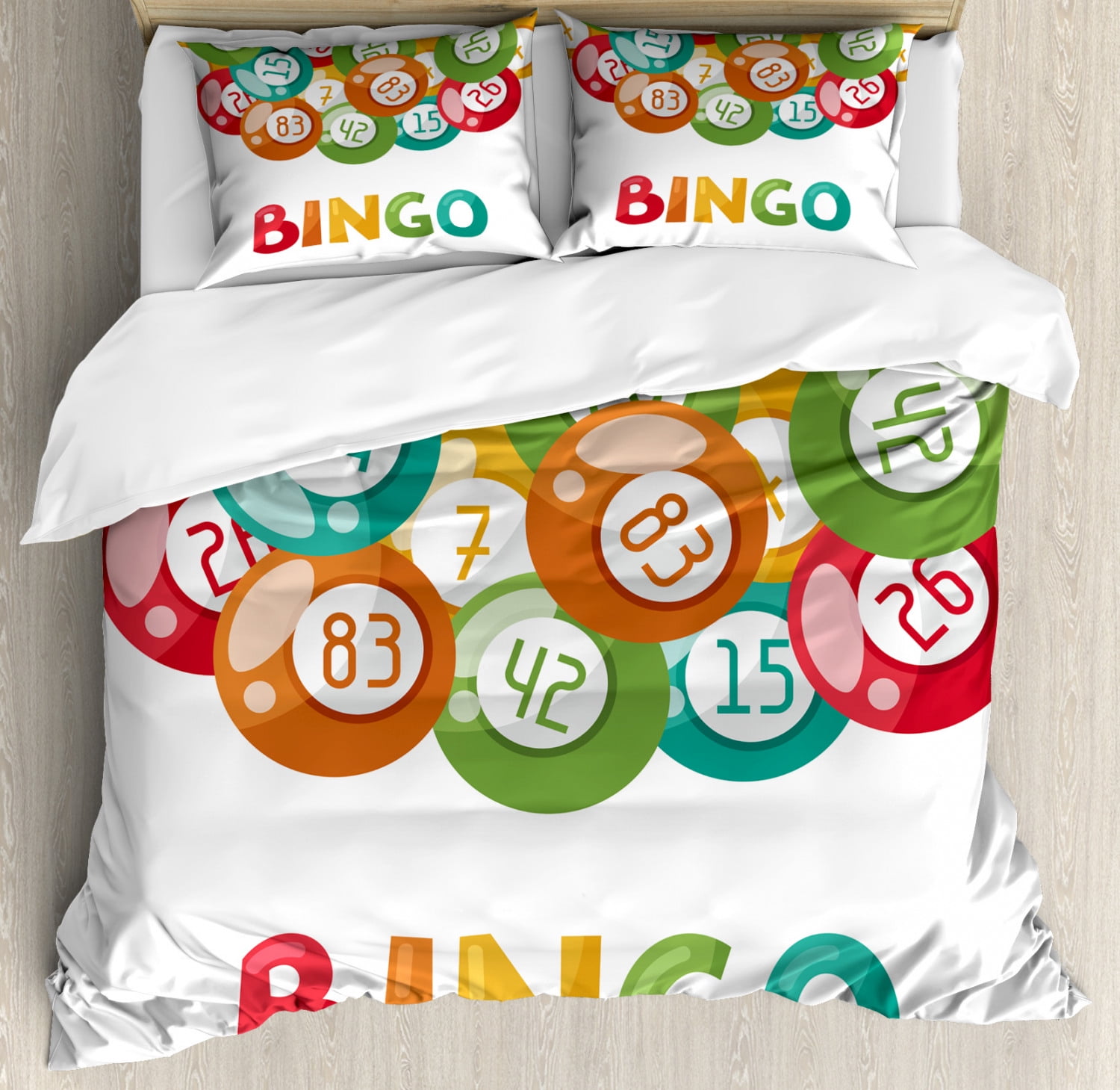 Bingo Duvet Cover Set Queen Size, Lottery Game Illustration Colorful ...