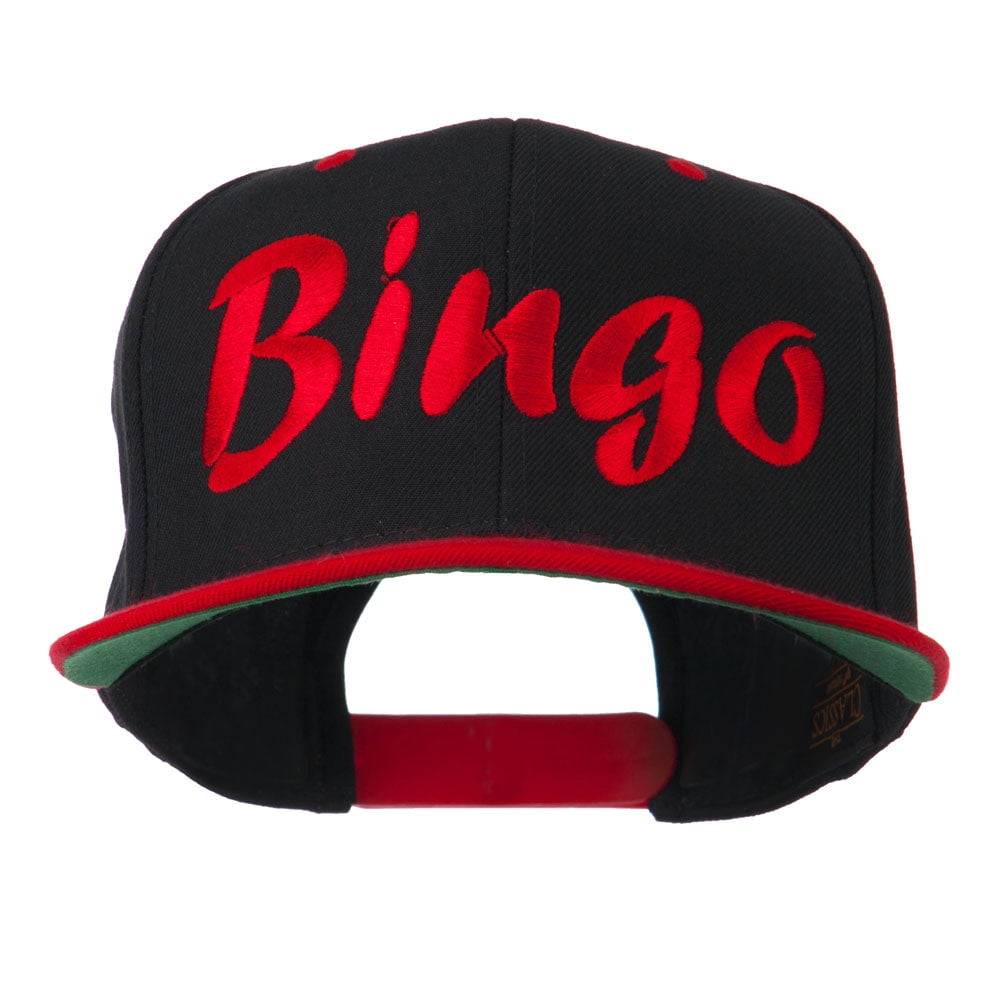 Bingo Embroidered Flat Bill Cap - Black Red OSFM - Walmart.com