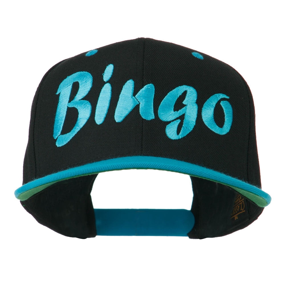 Bingo Embroidered Flat Bill Cap - Black Teal OSFM - Walmart.com